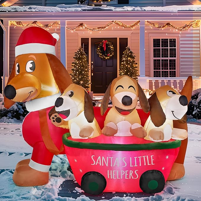 Amazon.com: Joiedomi Christmas Puppy Inflatable with Built-in LEDs ...