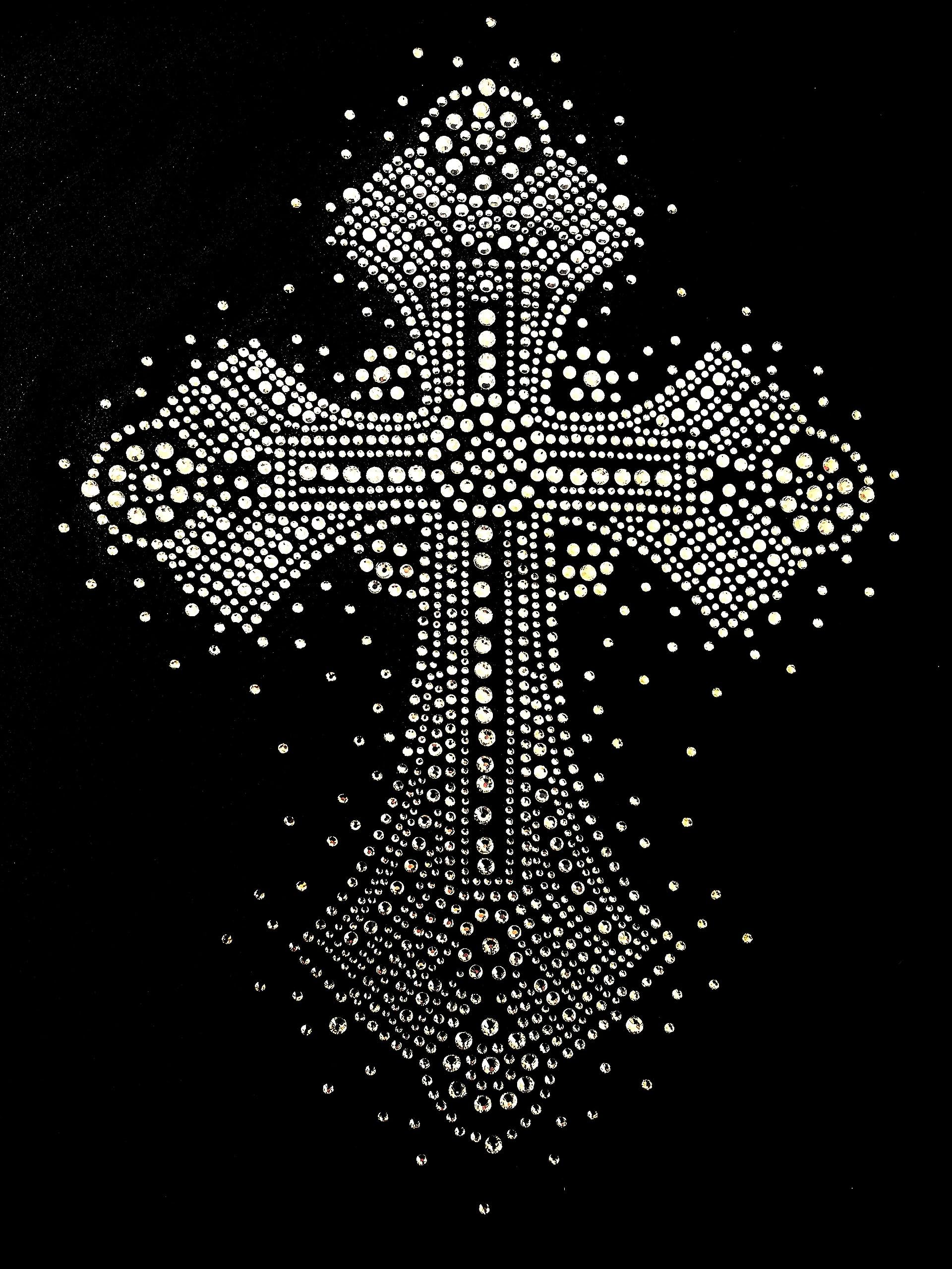 Amazon.com: Helmetra Rhinestop Clear Cross Rhinestone Iron On Heat ...