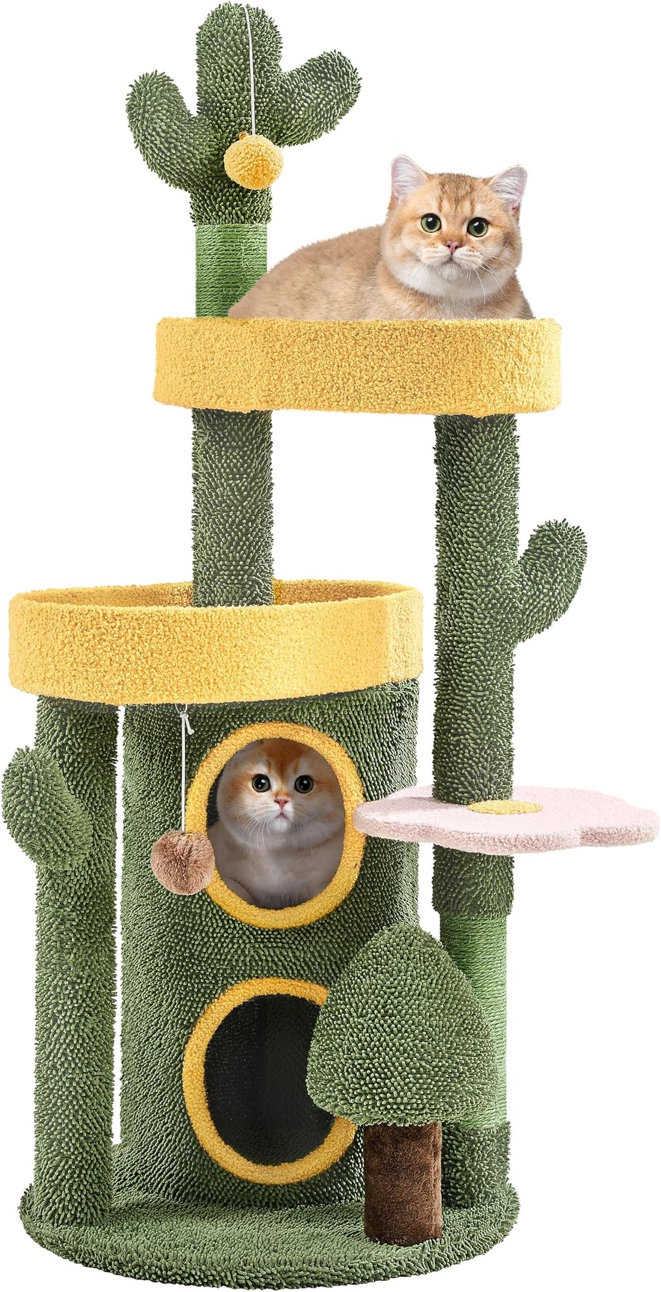 Yaheetech 138cm Cactus Cat Tree, Large Cat Tower for Indoor Cat ...