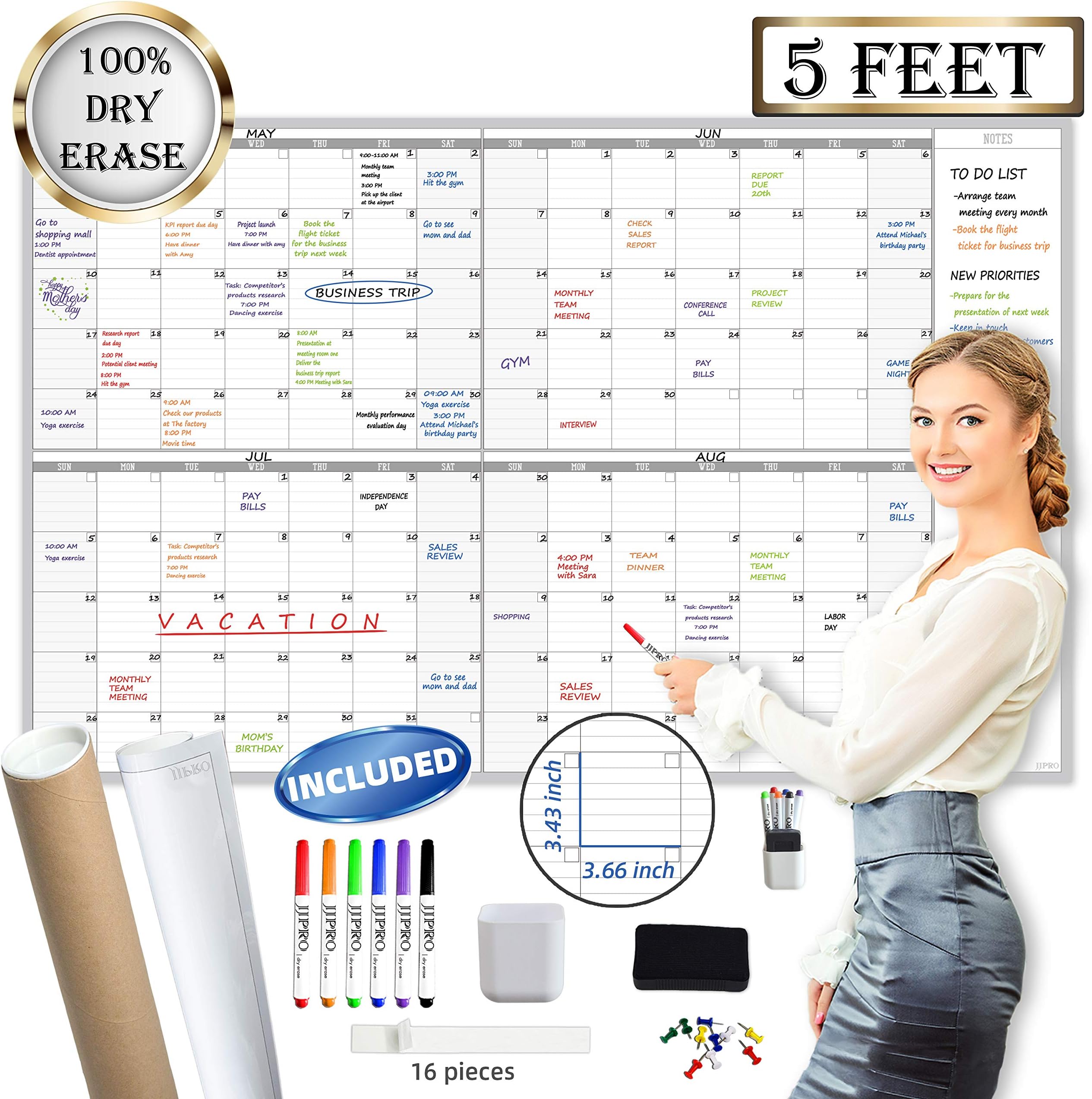 Large Dry Erase Wall Calendar 60" x 38" - Premium New Laminate - Blank ...