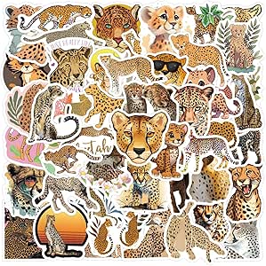 Amazon.com: Cute Cheetah Stickers for Kids, 60pcs Waterproof Animal ...