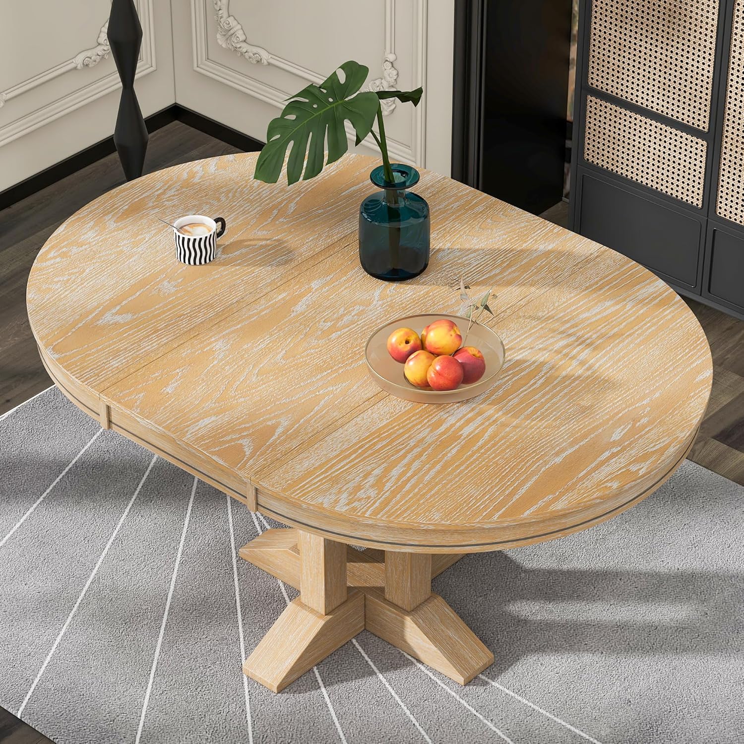 Amazon.com - LUMISOL Round Extendable Dining Table With Removable Leaf ...