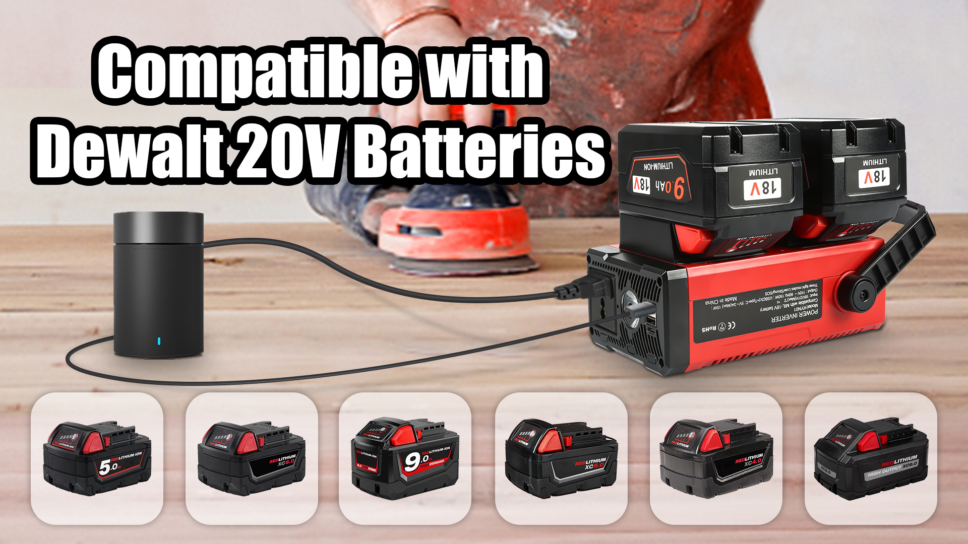 Watch power inverter compatible with Milwaukee M18 Battery on Amazon Live