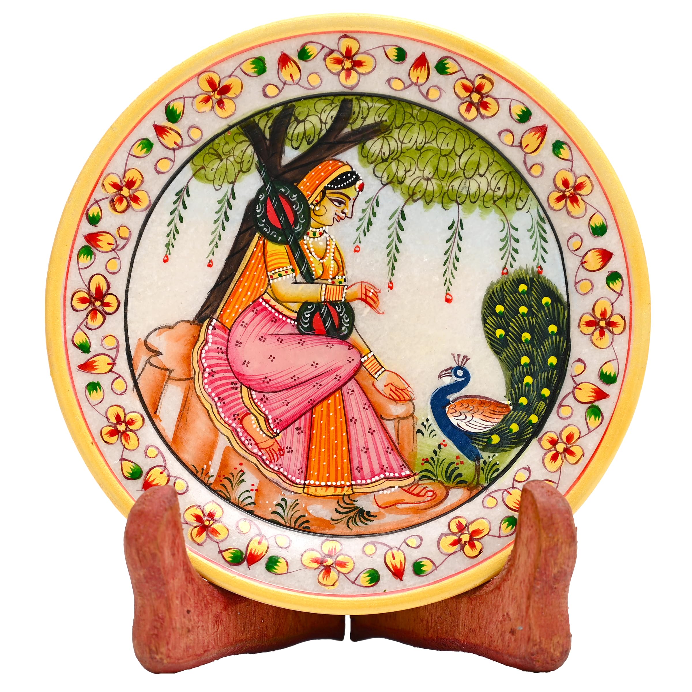 Amazon.com: Marble Decorative Plate Traditional Indian Handpainted ...