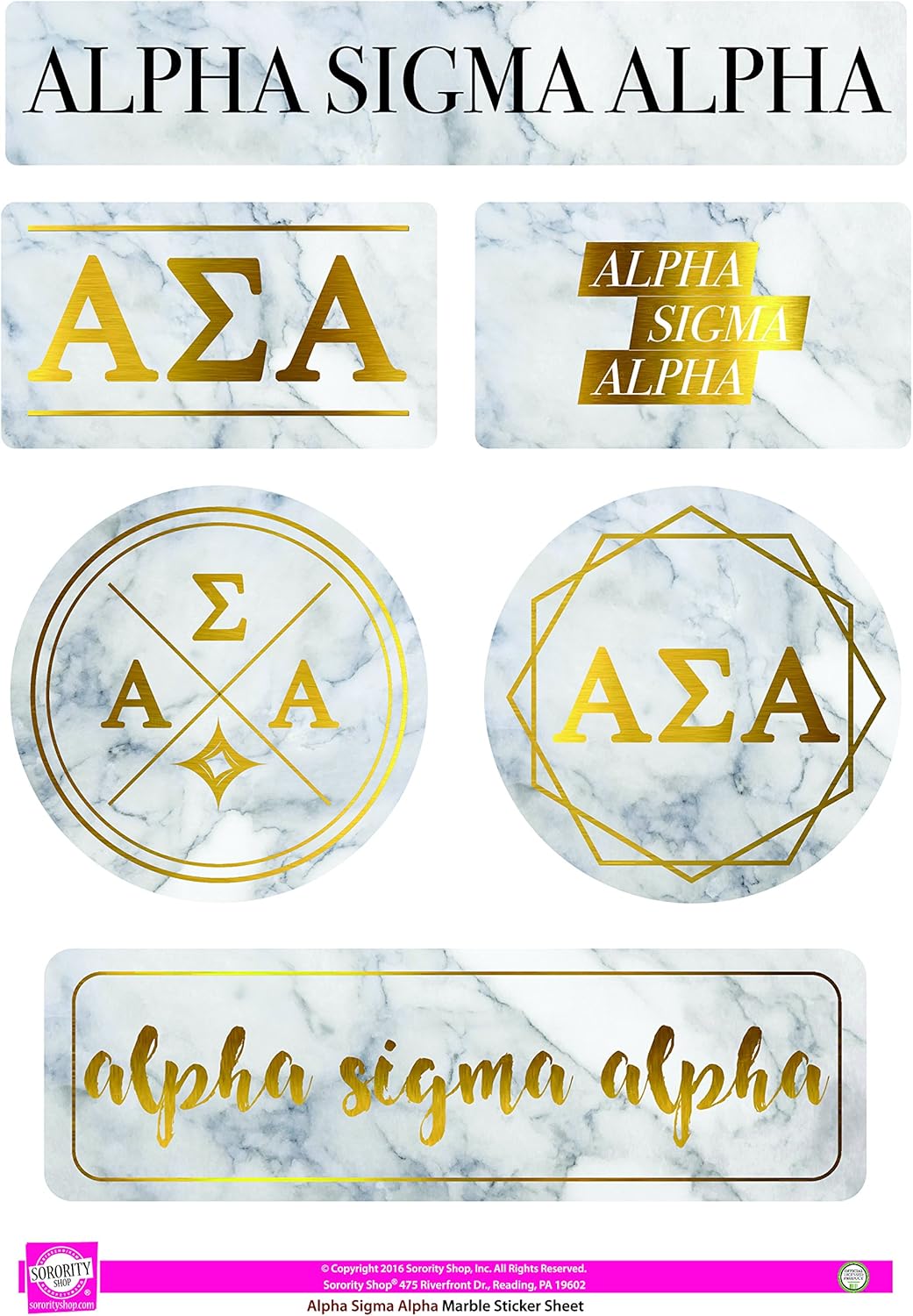 Amazon.com: Alpha Sigma Alpha - Sticker Sheet - Marble Theme : Arts ...