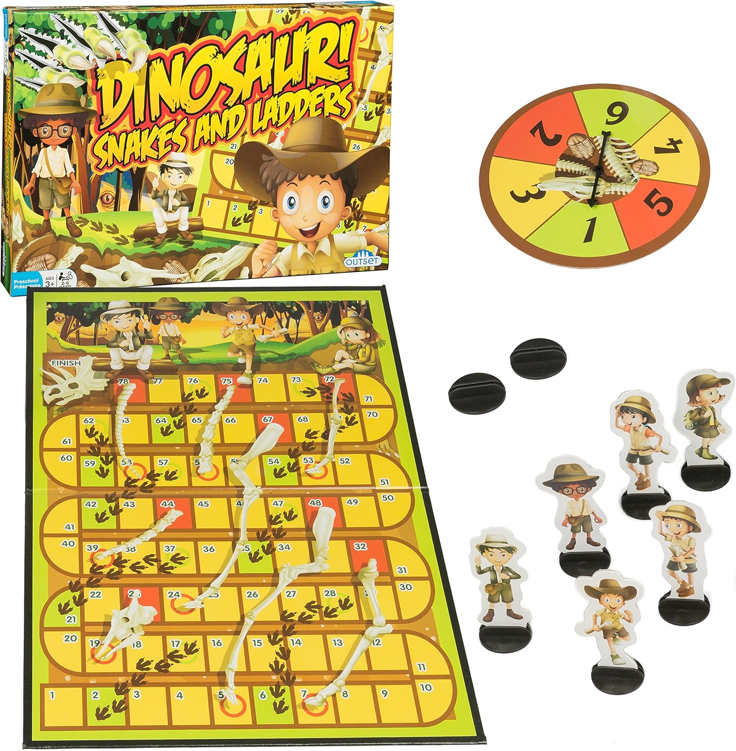 Amazon.com: Dinosaur Snakes and Ladders Preschool Game - No Reading ...