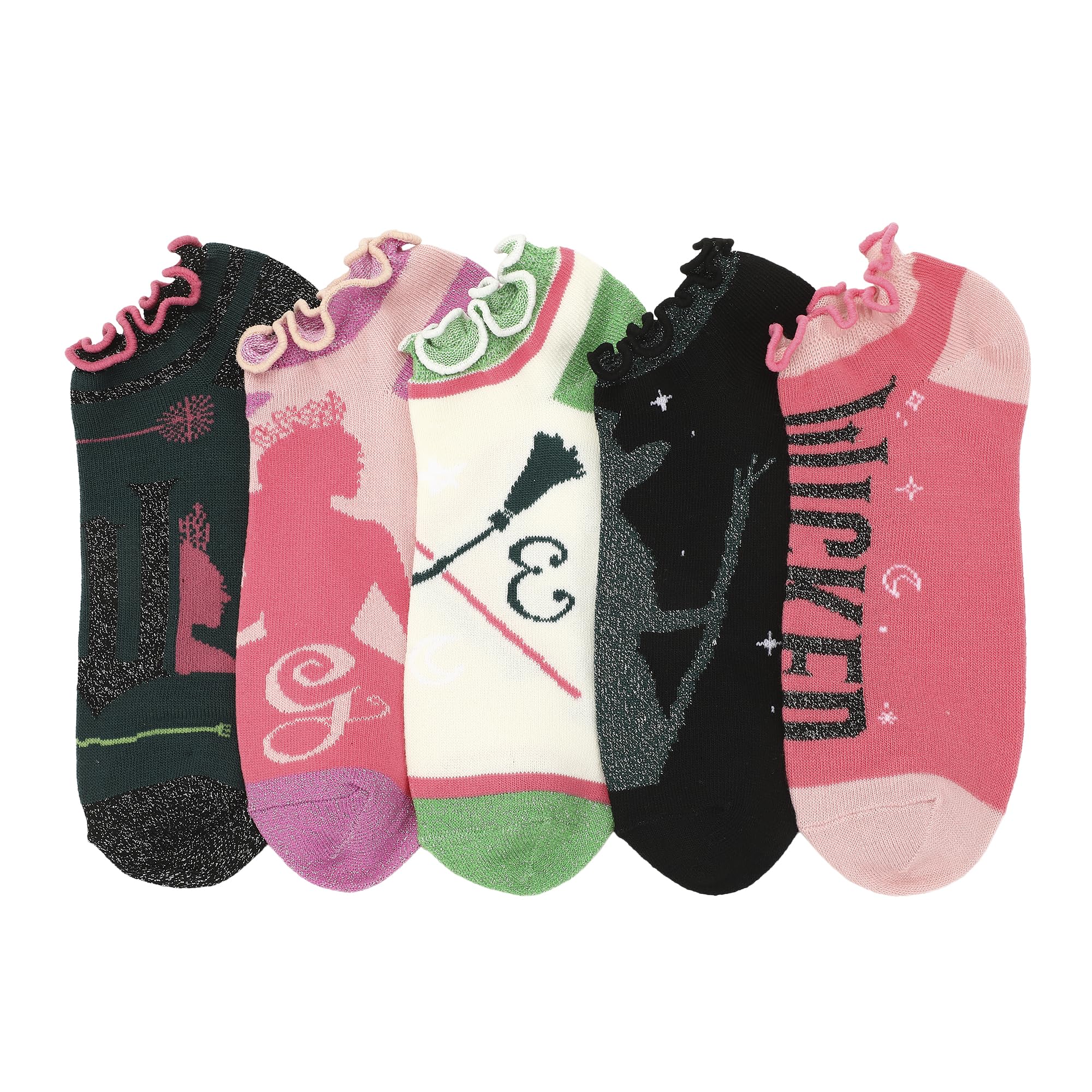 Snapklik.com : Wicked Elphaba & Glinda Icons Womens 5-Pair Ankle Socks-OSFA