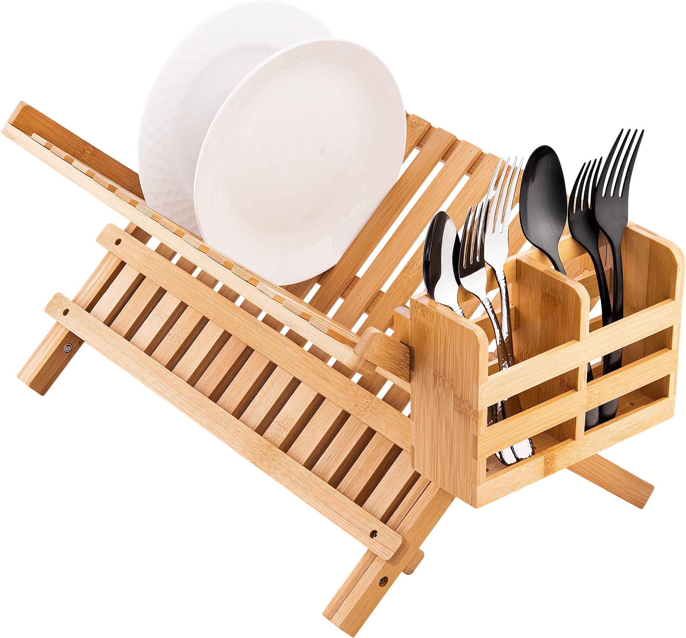 Amazon.com - Bamboo Dish & Utensil Drying Rack Combo - Space-Saving ...