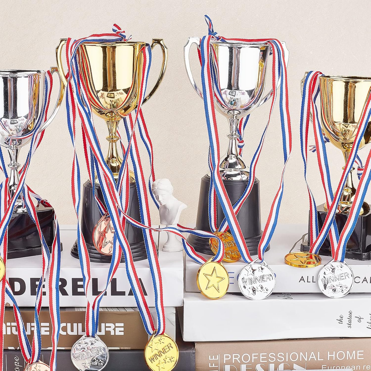 CREATCABIN 24pcs Medals Plastic Winners Medal Gold Silver Bronze Prizes ...