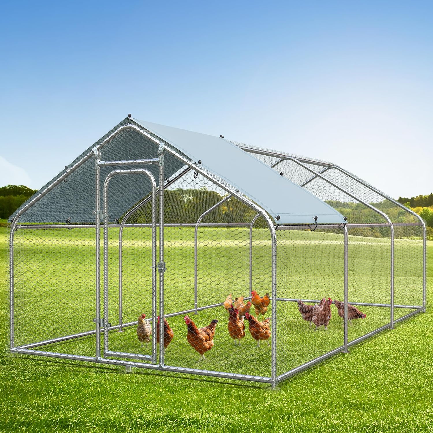 Amazon.com: YITAHOME Large Metal Chicken Coop with Waterproof Cover, 19 ...