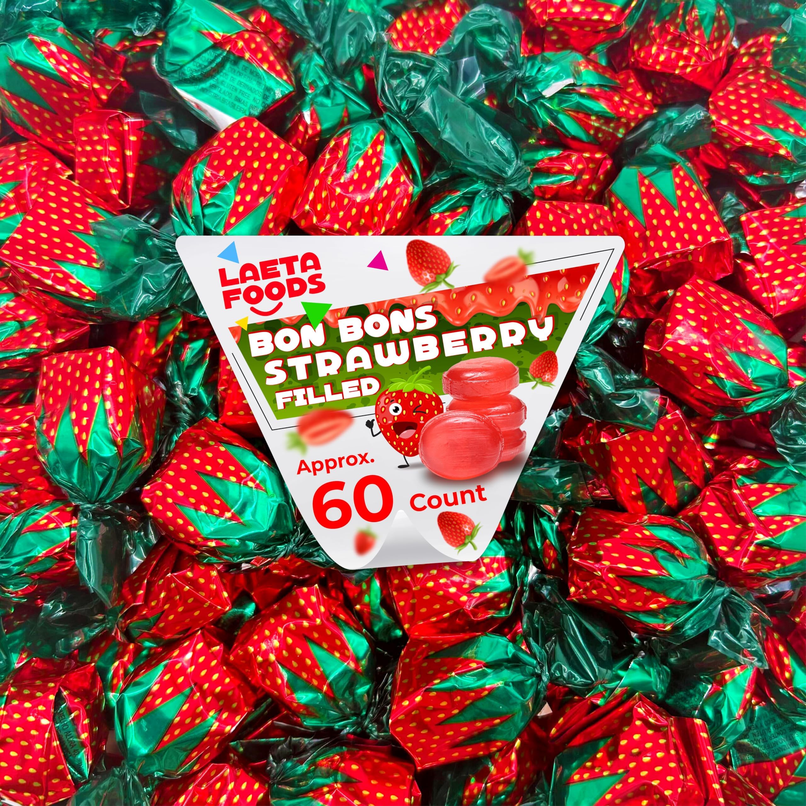 Amazon.com : Strawberry Bon Bons Hard Candy | 1 Pound Bulk Bag ...