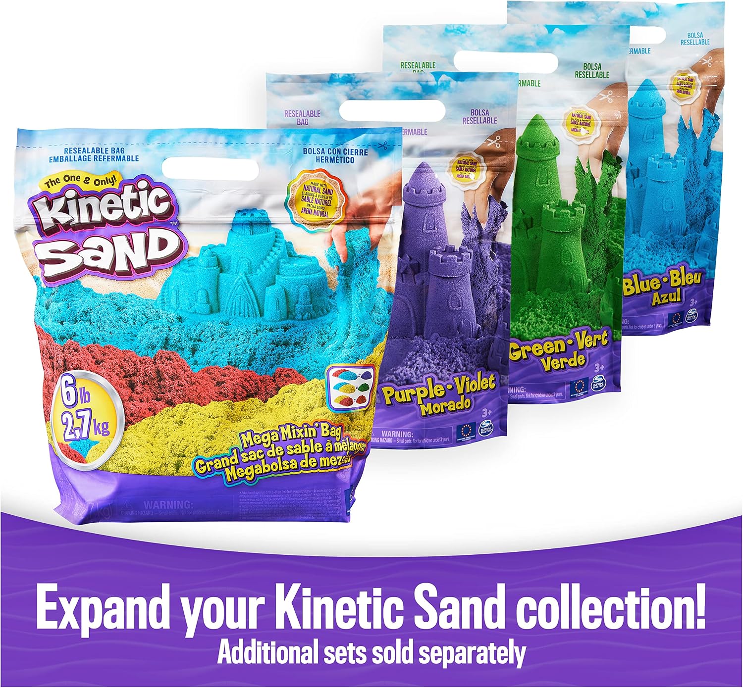 Buy Kinetic Sand, 6lb Mega Mixin’ Bag with Red, Yellow and Blue Play ...