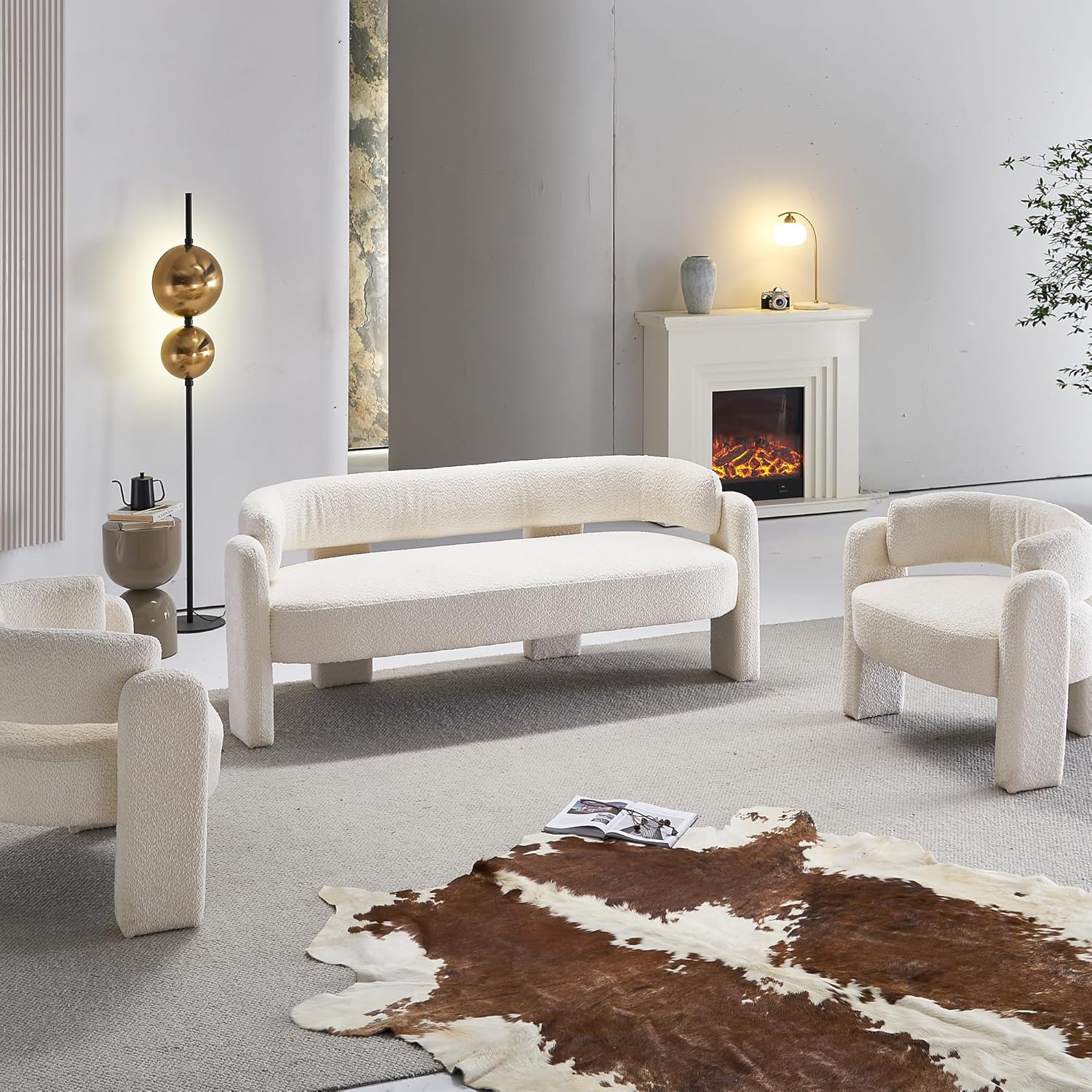 Amazon.com: Tmsan Modern 3 Piece Sectional Sofa Set, Upholstered Boucle ...