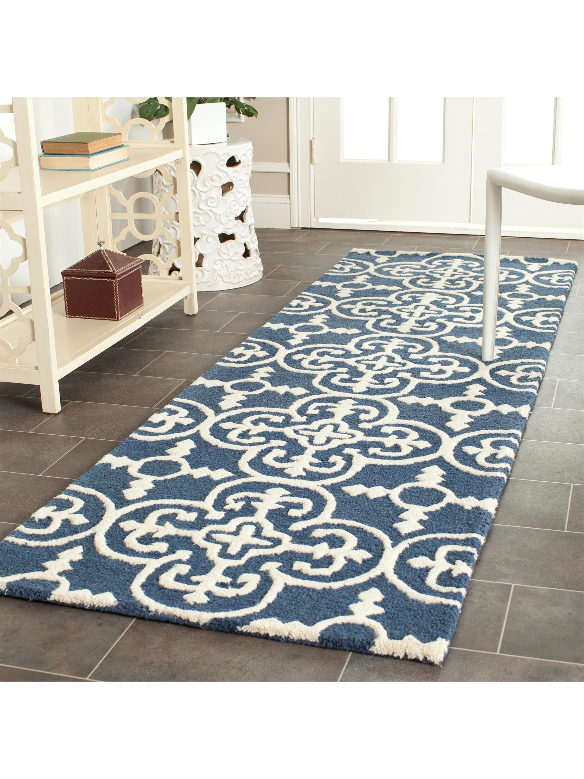SAFAVIEH Cambridge Collection 6' Square Navy/Ivory CAM133G Handmade ...