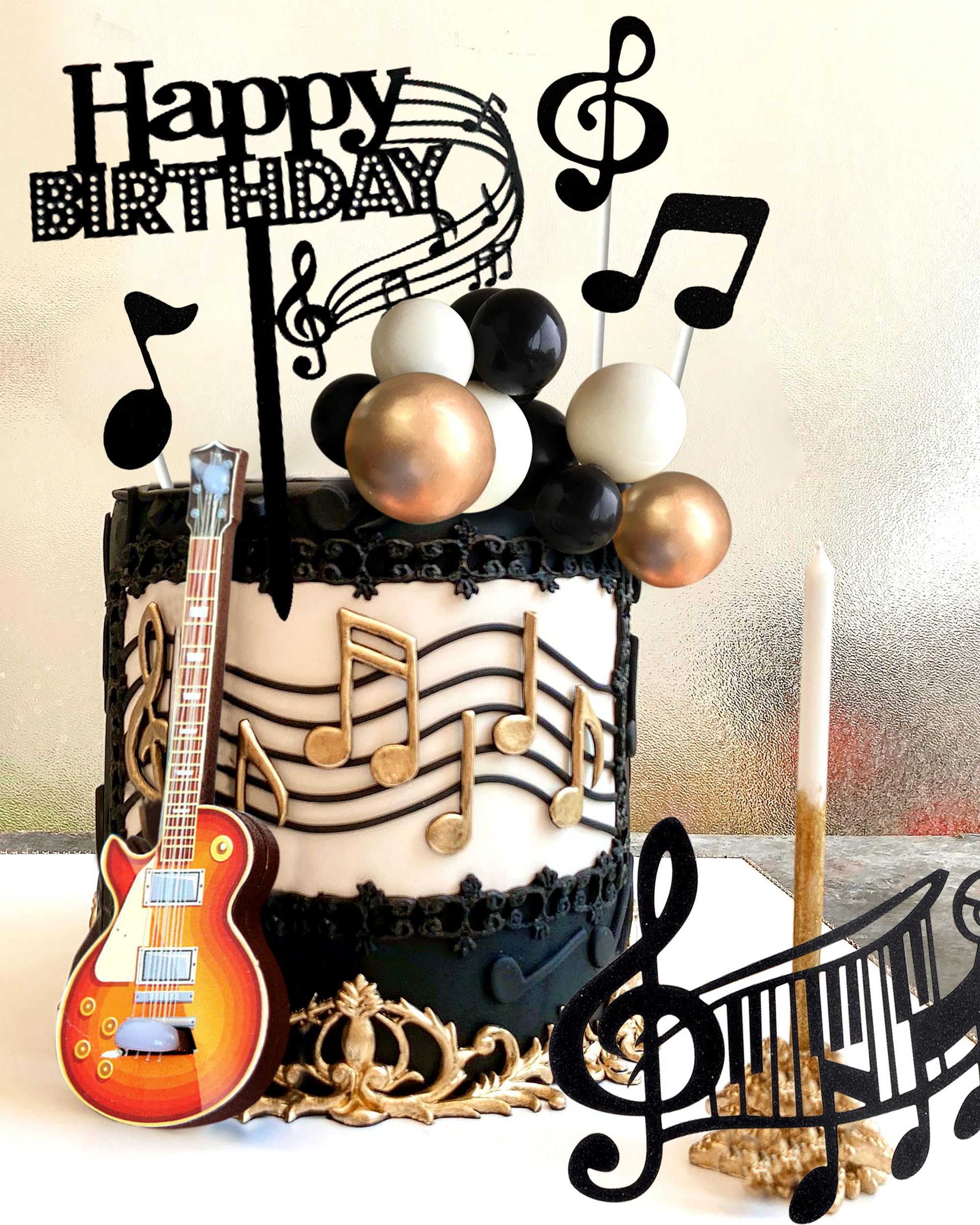Snapklik.com : Guitar Cake Toppers Rock Music Cake Topper Music Notes ...