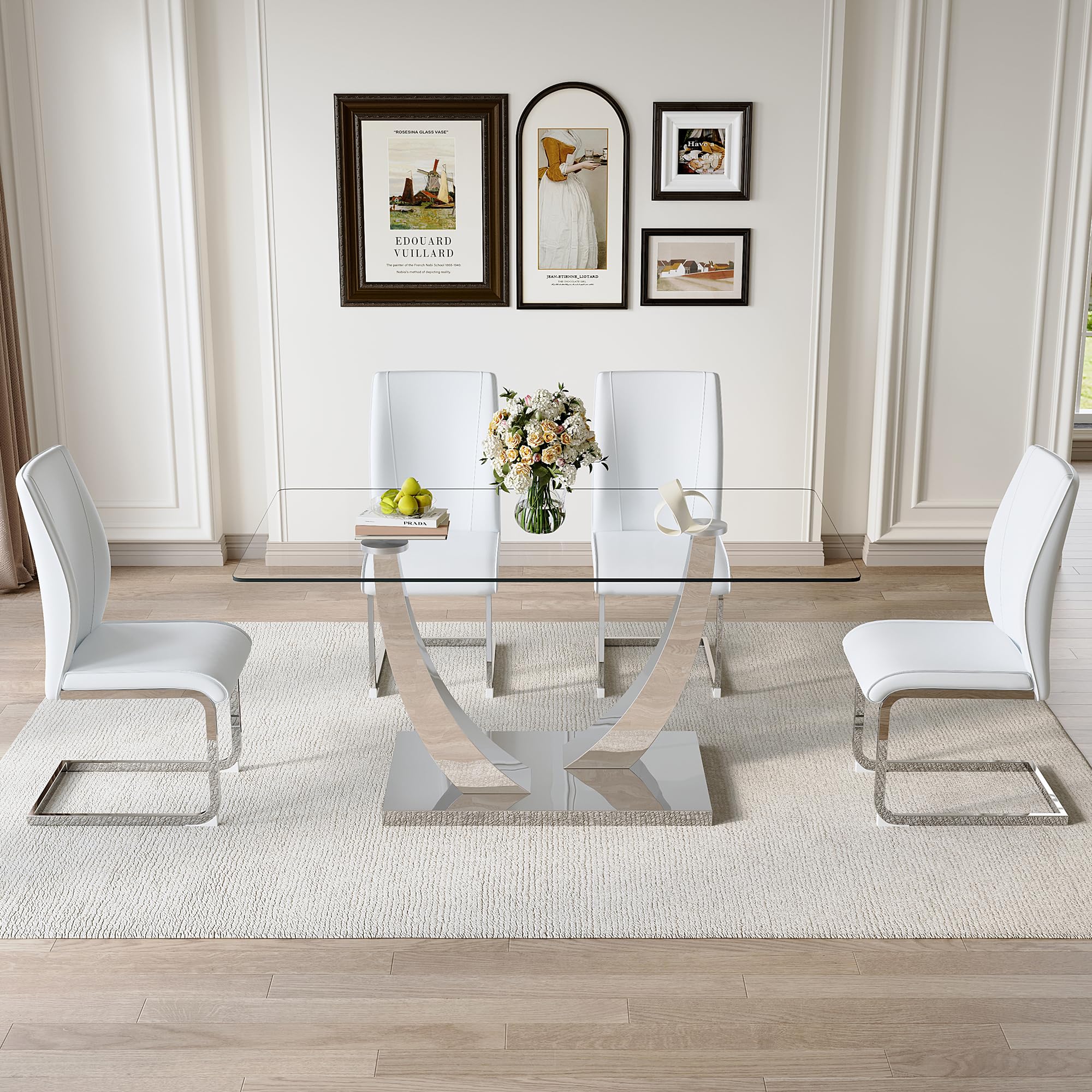 Amazon.com - NYEESS Glass Dining Table Set for 4, Dining Room Table Set ...