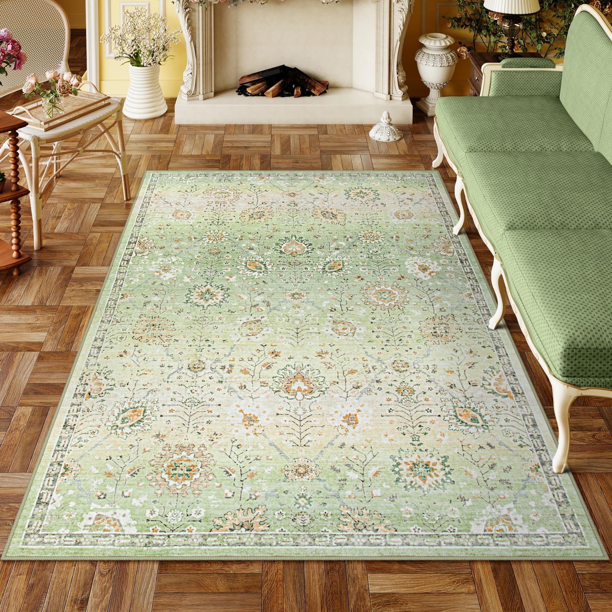Amazon.com: Lahome Sage Green Area Rug for Living Room, Soft Boho Large ...