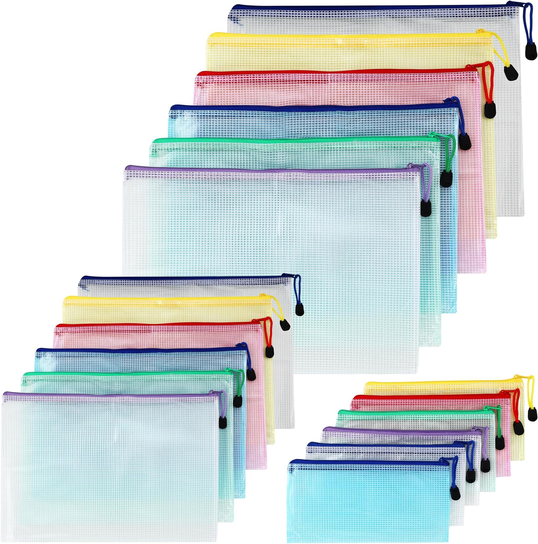 15 Pièce Pochette Plastique Zippée, Pochette Zip A4 A5 A6, Réutilisable ...