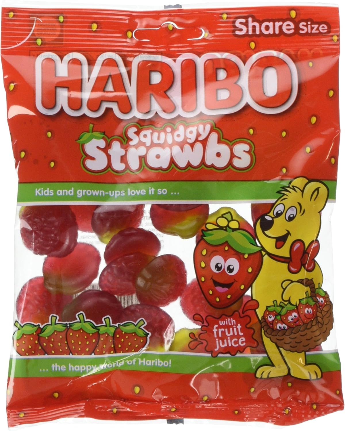 HARIBO Squidgy Strawbs, bulk sweets, 140g, pack of 12 : Amazon.co.uk ...