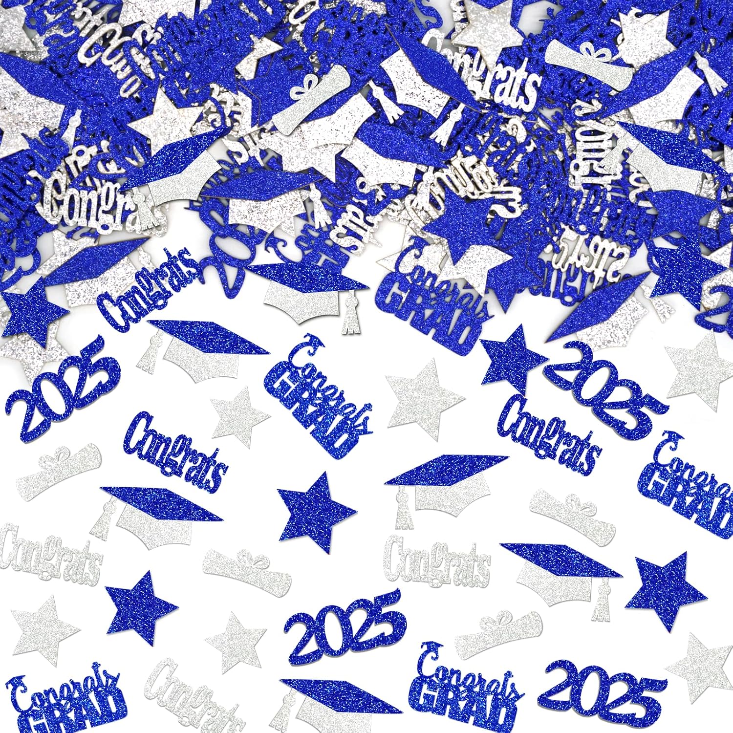 Amazon.com: 200Pcs Graduation Confetti 2026 Blue and Sliver Table ...