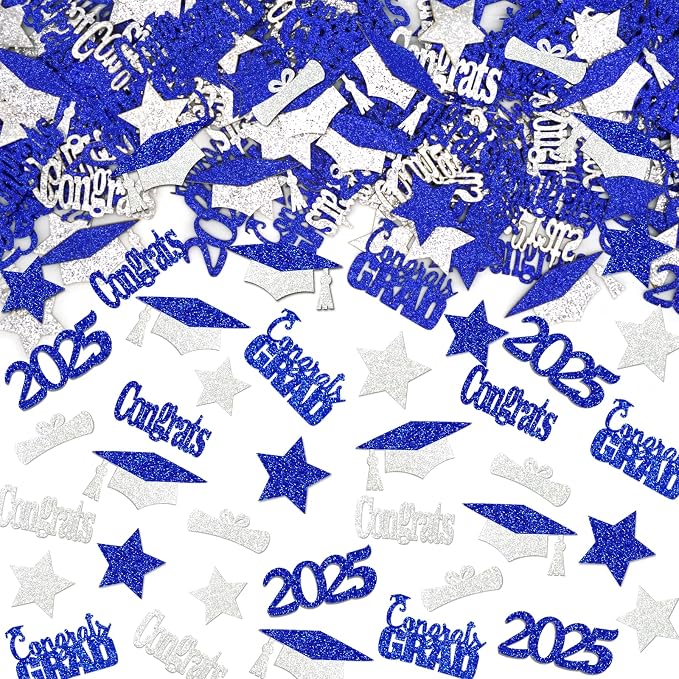 Amazon.com: 200Pcs Graduation Confetti 2026 Blue and Sliver Table ...