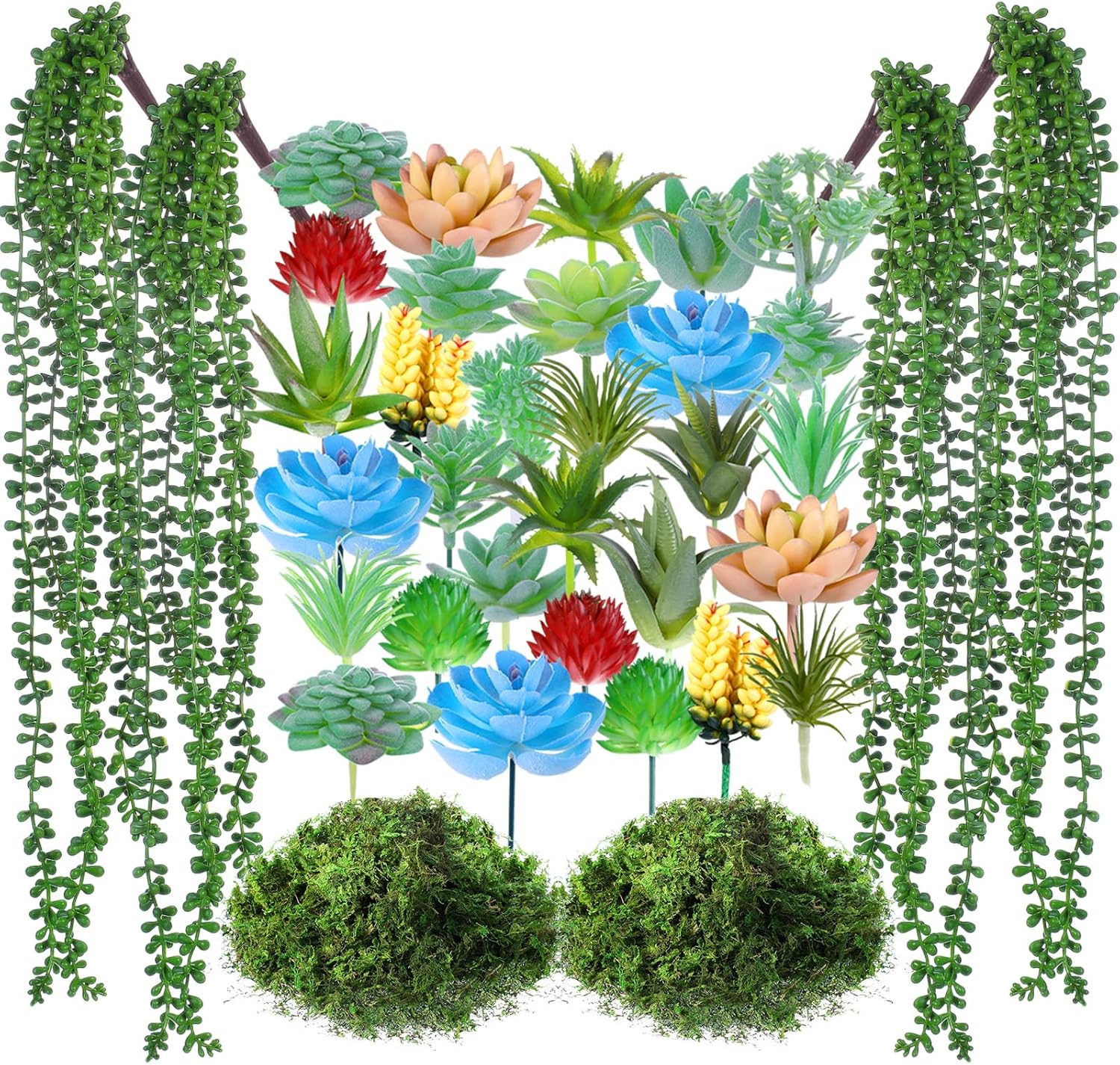 Amazon.com: Yunlly 36 Pieces Mini Artificial Succulent Plants Set ...