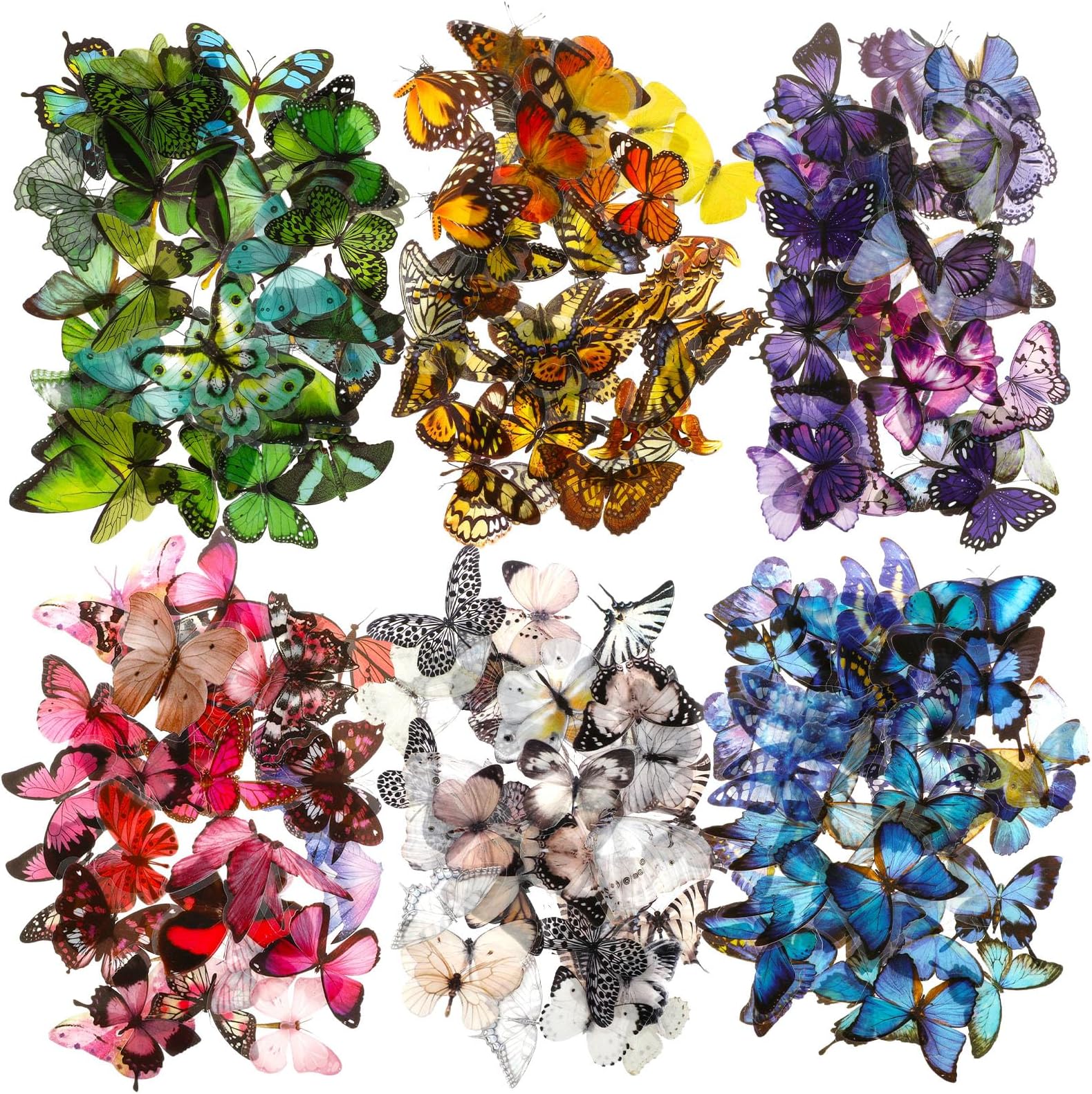 Amazon.com: 3D Butterfly Stickers Set, Ice Crystals Holographic Shiny ...