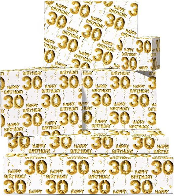 Amazon.com: CENTRAL 23 30th Birthday Wrapping Paper - 6 Sheets of Gift ...