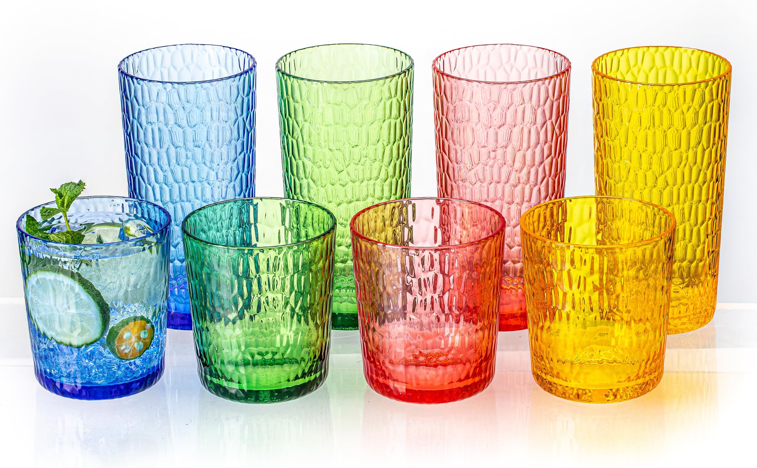 Amazon.com: Rink Drink 6 Piece Coloured Water Glasses Set - Vibrant ...