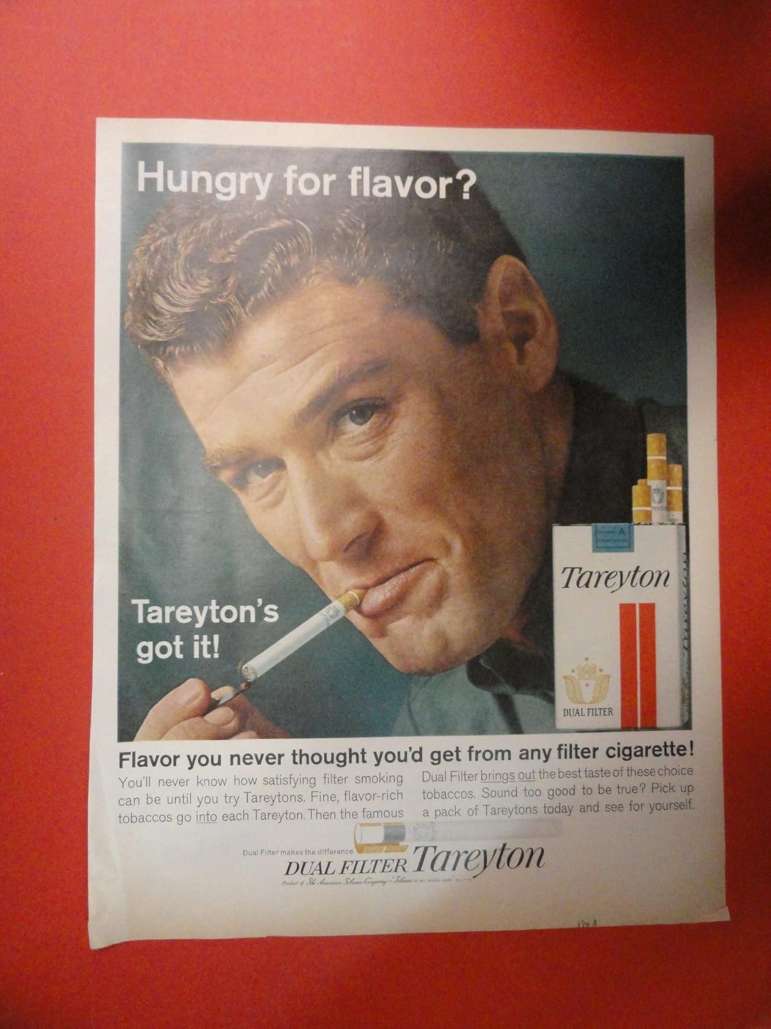 Amazon.com: Tareyton cigarettes,(man lighting cigarette,hungry for ...
