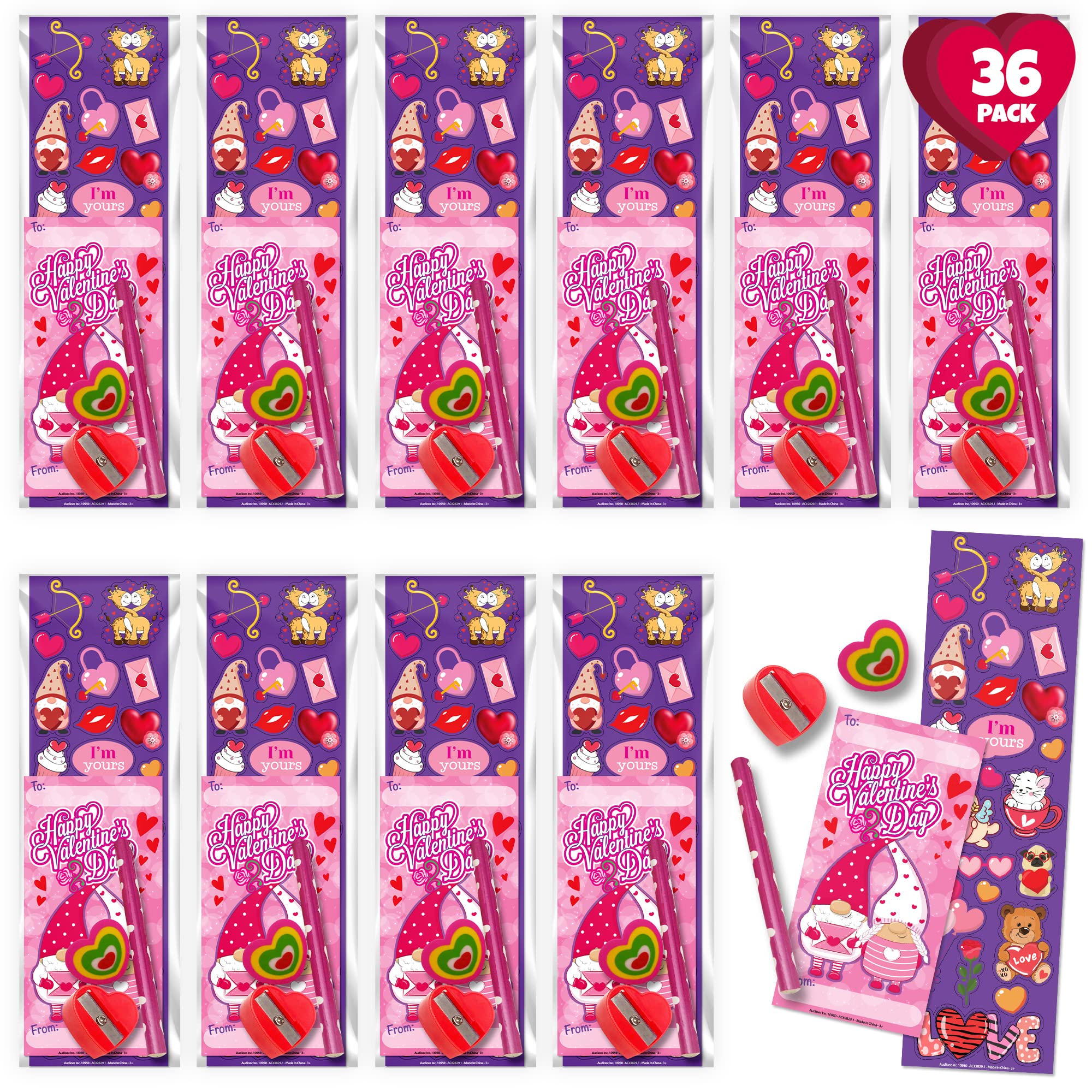 Amazon.com: ArtCreativity Valentines Day Stationery Set, 36 Pack, Each ...