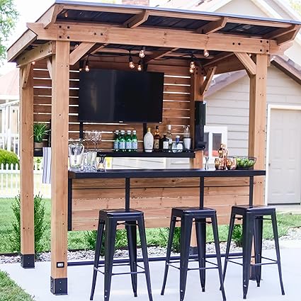 Backyard Discovery Cedar Springs Outdoor Bar, Solid Cedar Wood, Powder ...