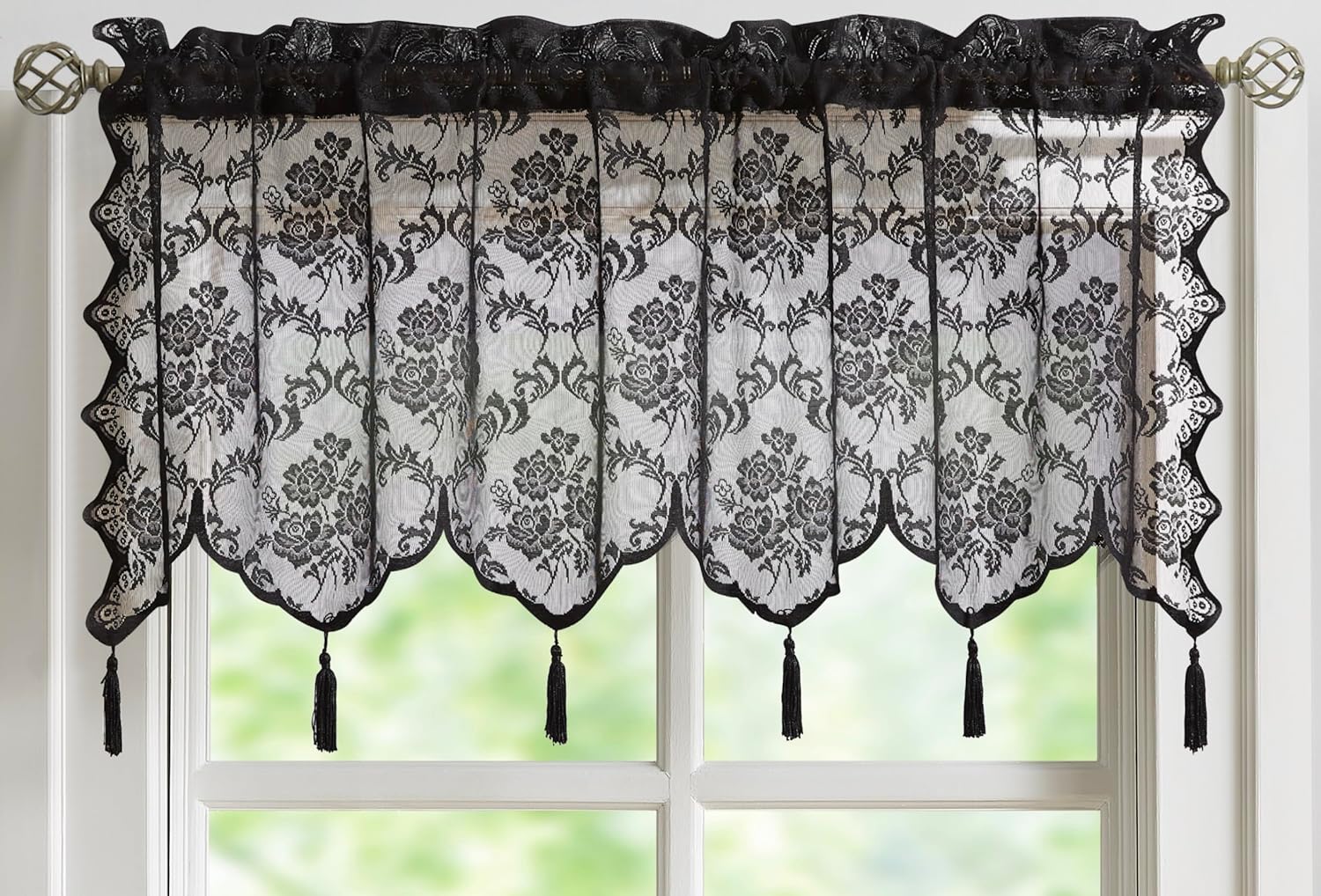 Amazon.com: Warm Home Designs Black Lace Valance 54 W x 22 L Size ...