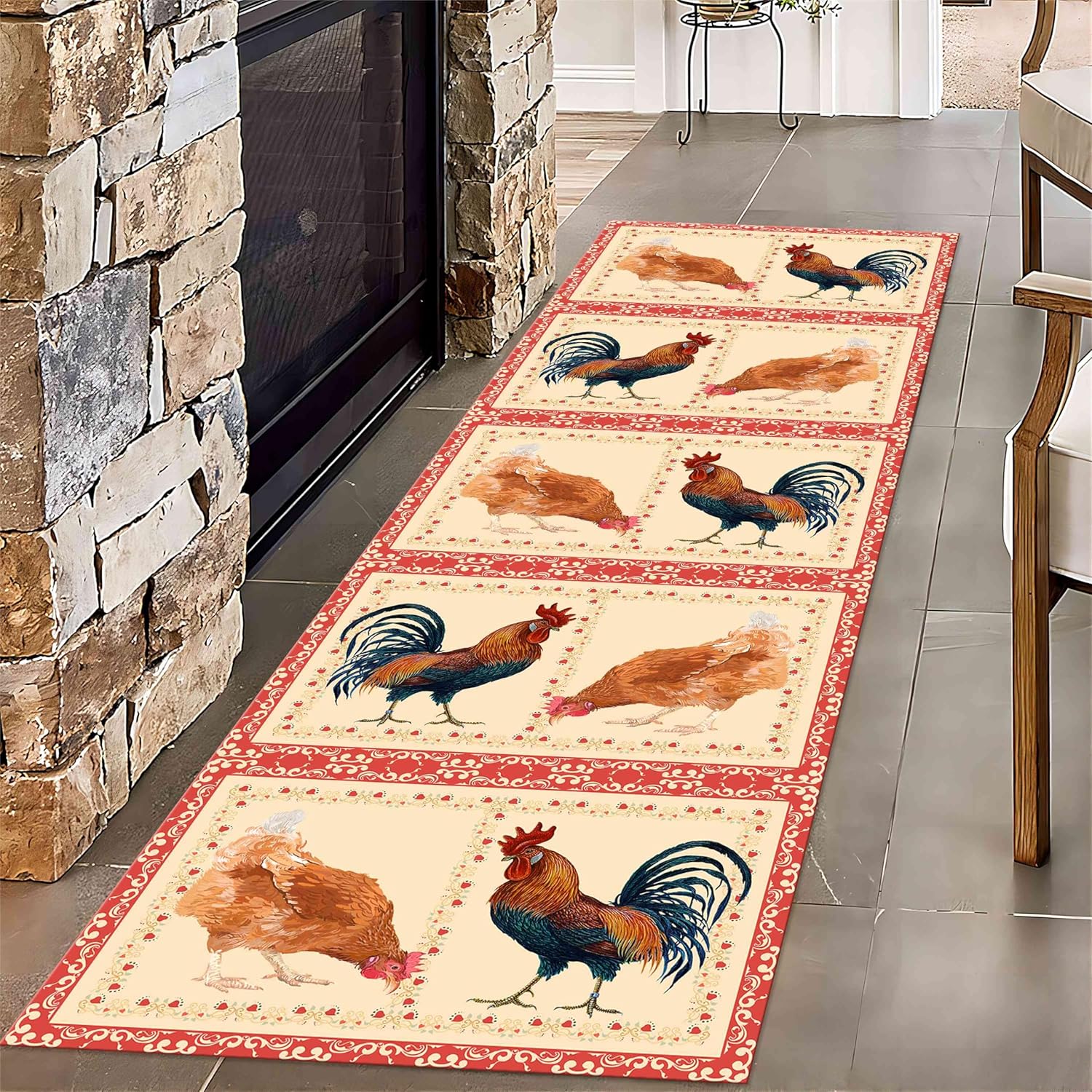 Amazon.com: Fouiunler Rustic Cabin Hen Rooster Runner Rugs,2x7ft, Non ...