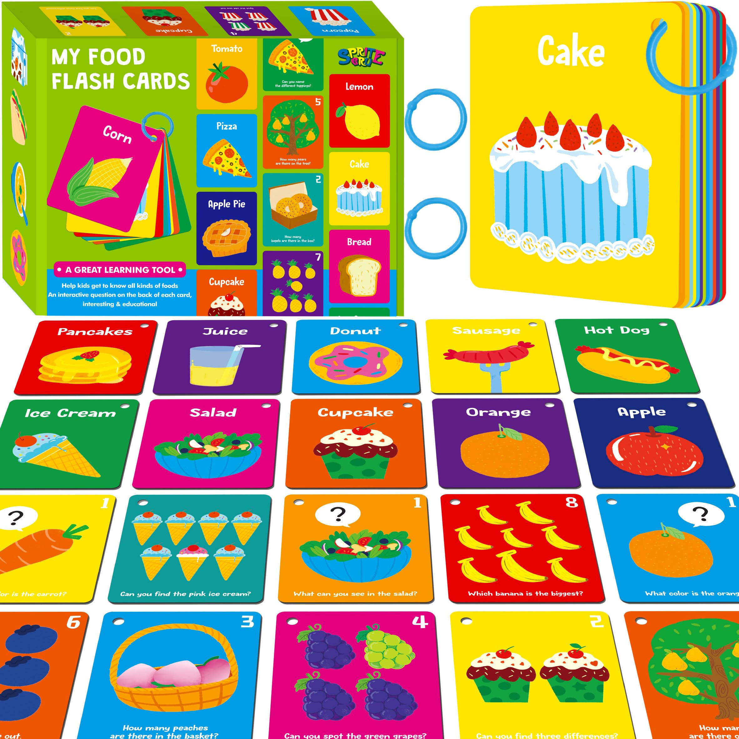 Snapklik.com : Food Flashcards, 50 Double-Sided Cards, Veggies, Fruits ...