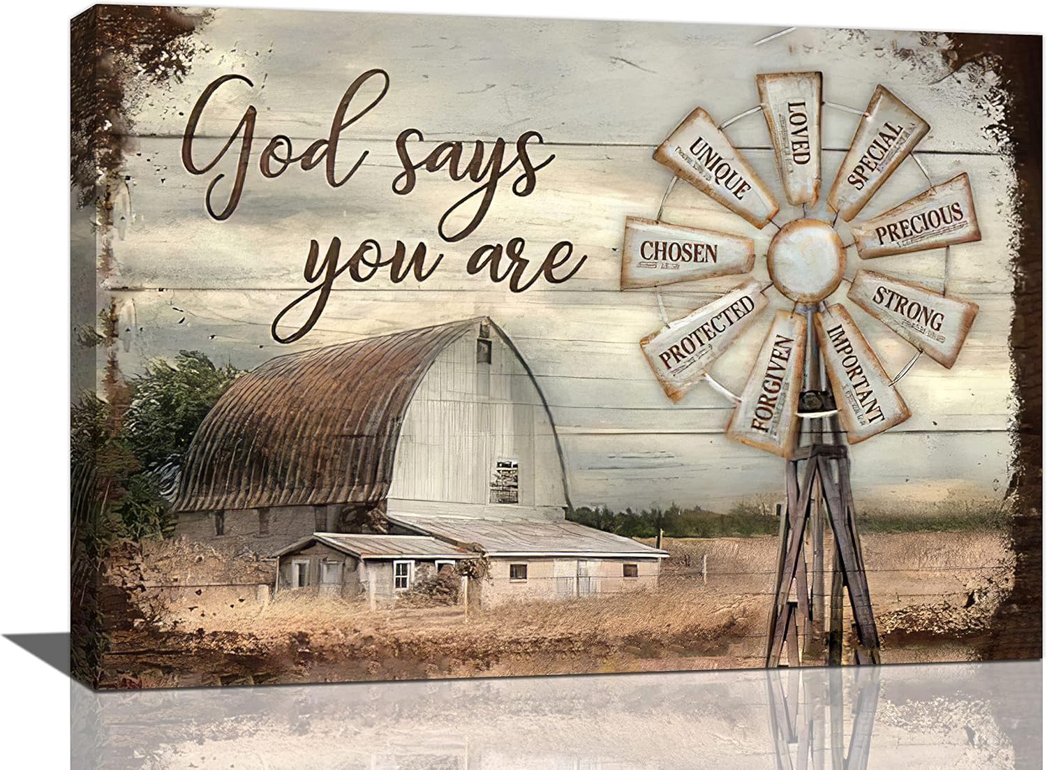 Amazon.com: ZHONGH Farmhouse Barn Wall Art Rustic Country Barn Windmill ...