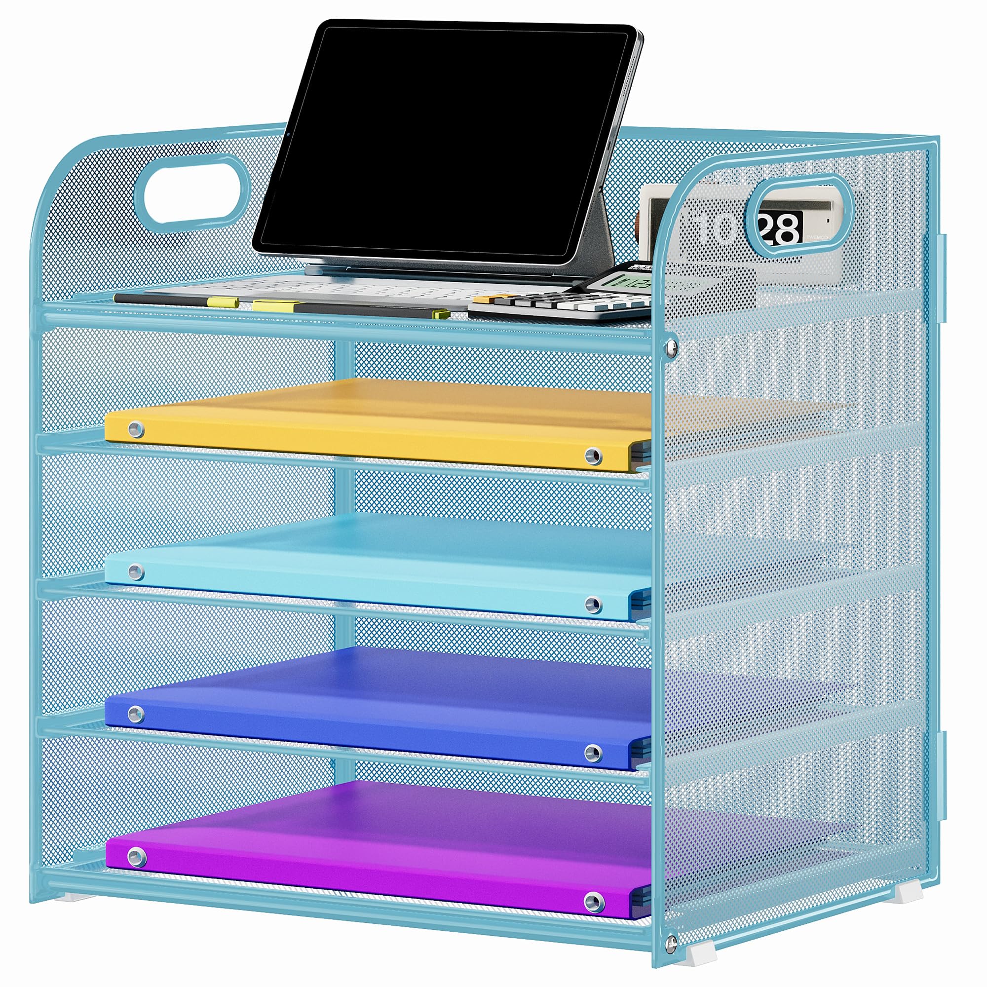 Amazon.com: Cawukege 5 Tier Paper Organizer with Handle, Metal Mesh ...