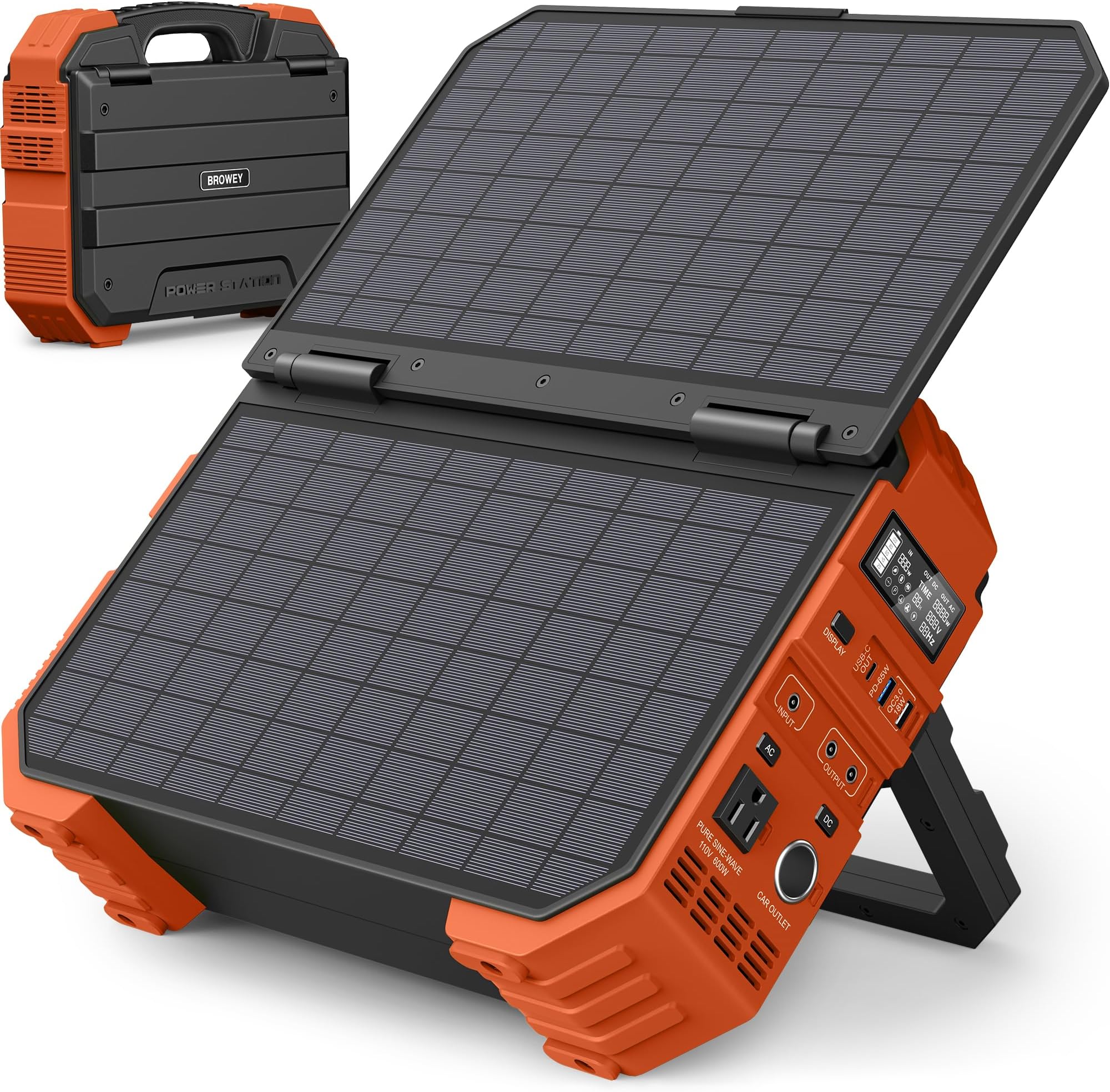 Amazon.com: BROWEY Portable Power Station 1000W with Built-in Solar ...