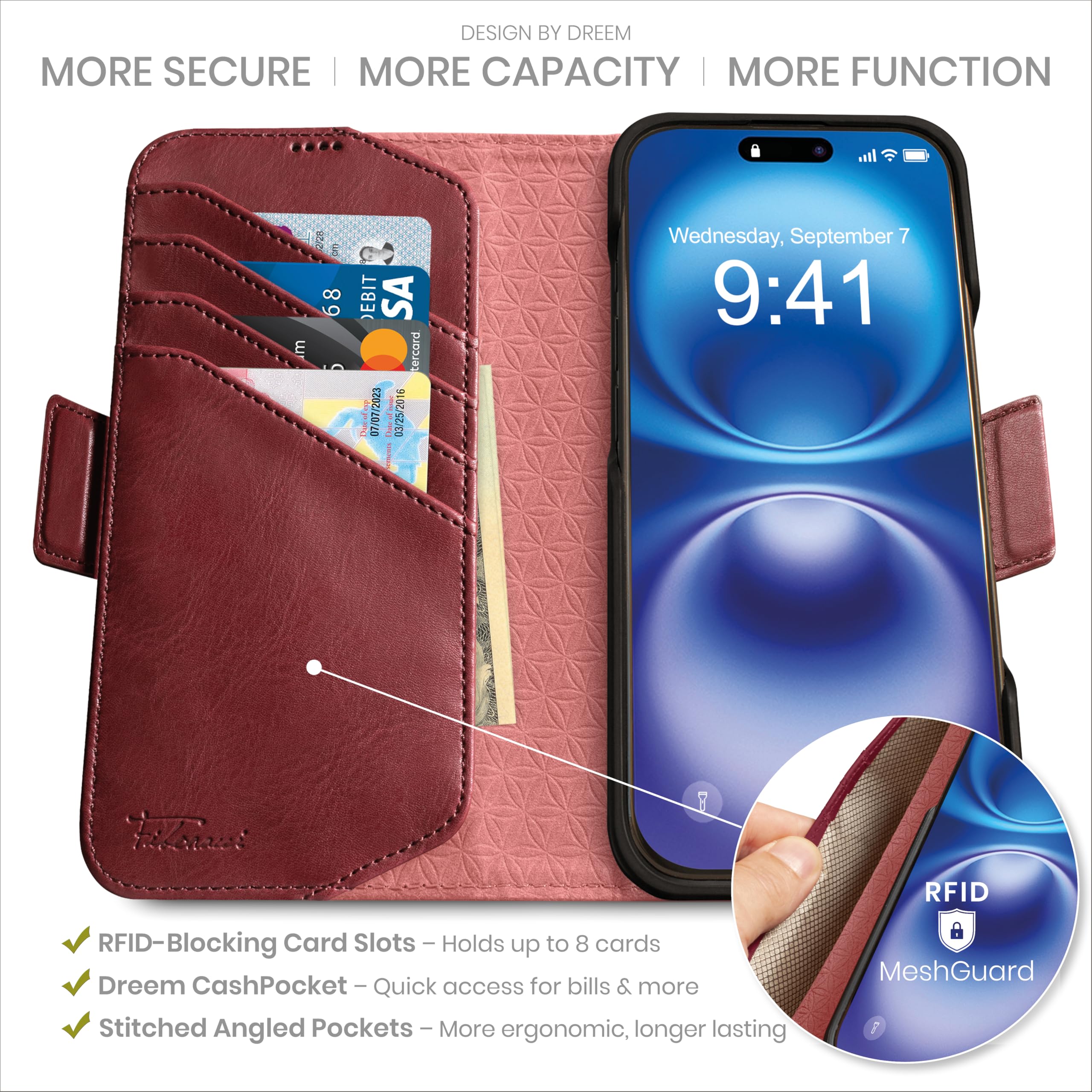 Dreem フィボナッチ（Fibonacci）2イン1 財布型ケース Apple iPhone 16 Pro Max用 - 高級ヴィーガンレザー製 マグネット着脱式 耐衝撃 携 Amazon.co.jp: Dreem フィボナッチ（Fibonacci）2イン1 財布型ケース