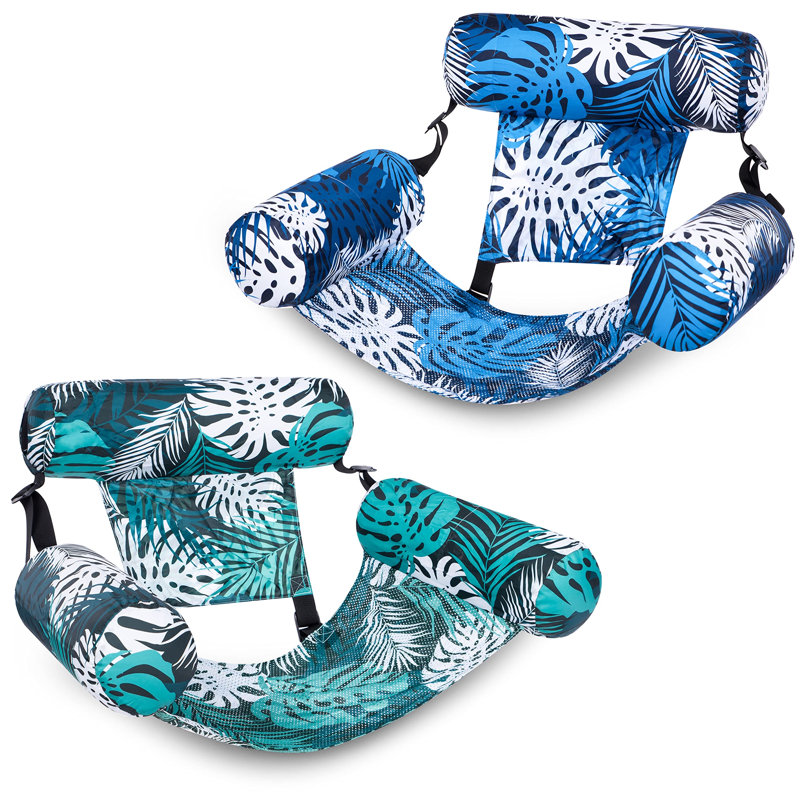 Sloosh 2 Packs Pool Float Hammock Chairs, Flower Pattern Water Floating ...