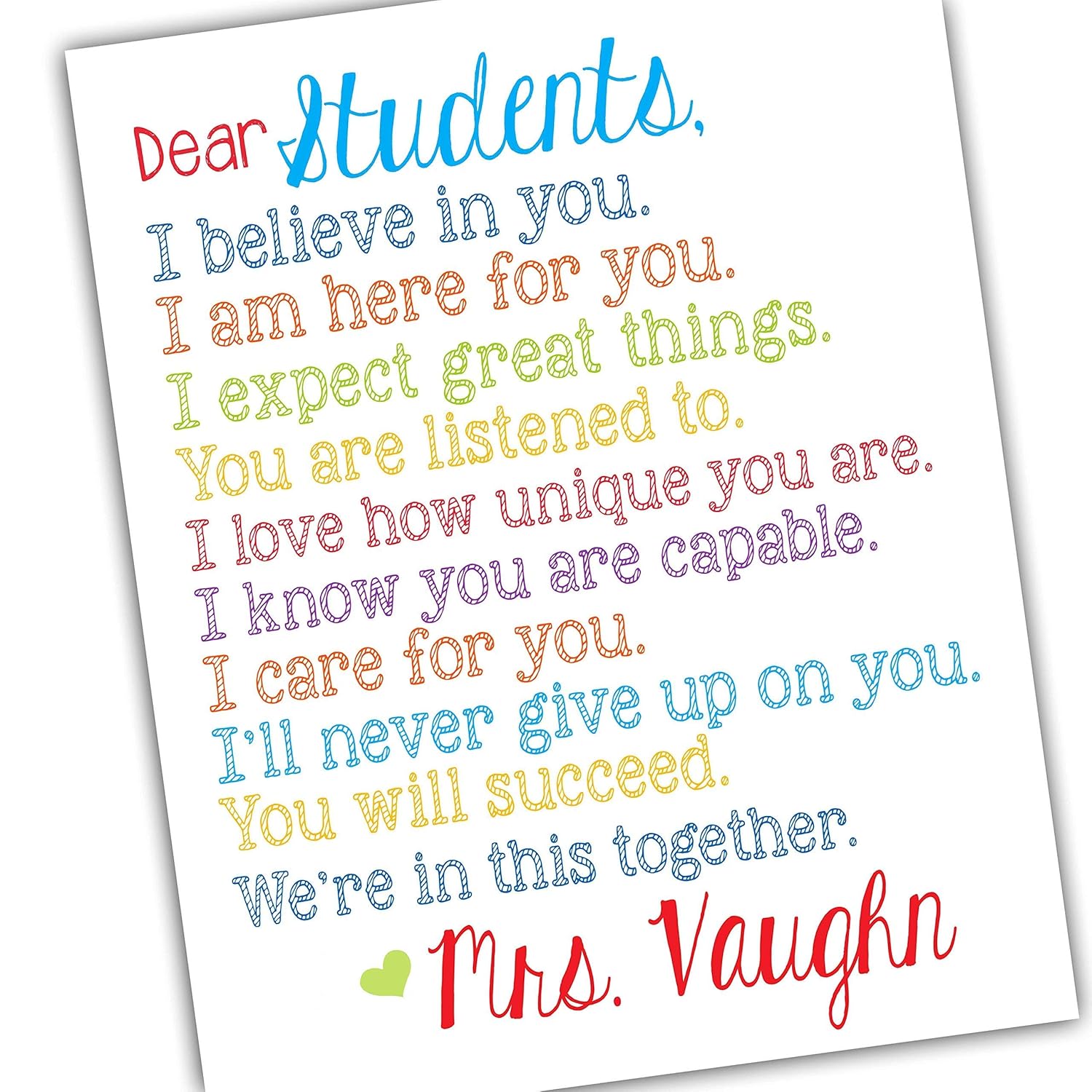 Amazon.com: TEACHER GIFT - Dear Students - Teacher's Note to Students ...