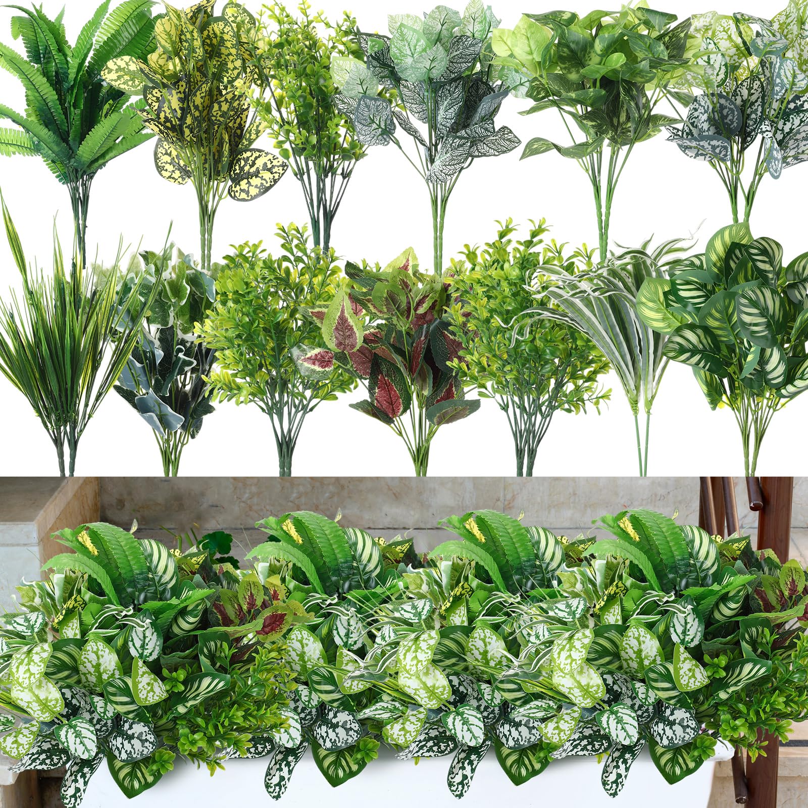 Amazon.com: Cindeer 24 Pcs Artificial Flowers Plants for Outdoors, UV ...