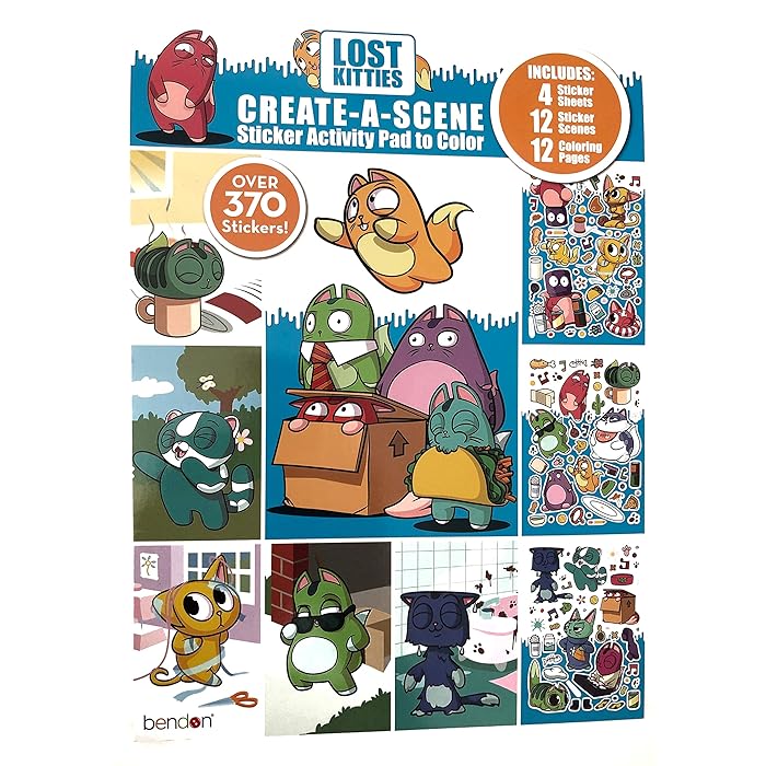 Buy Bendon Lost Kitties Create-A-Scene Sticker Activity Pad to Color ...