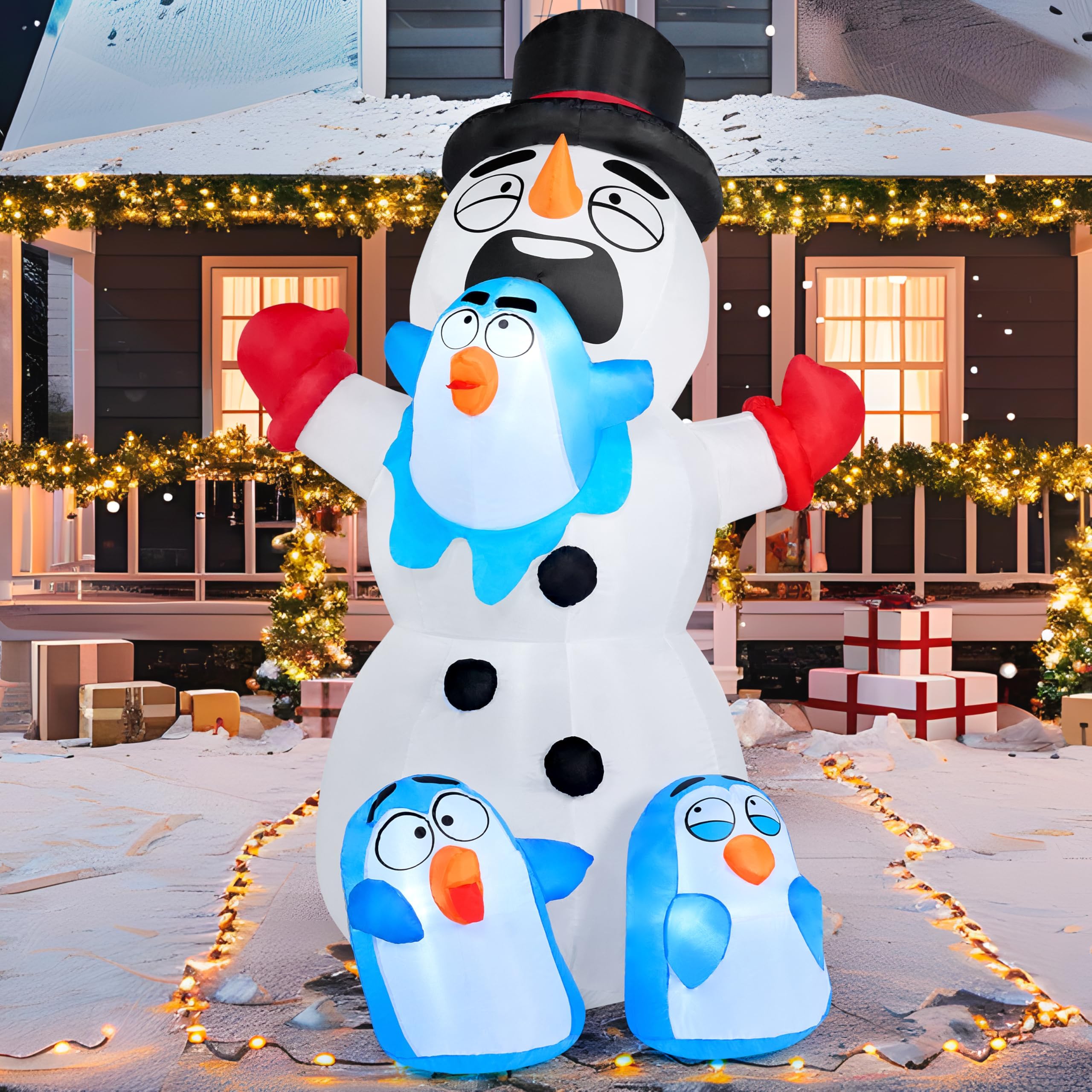 Amazon.com: Christmas Inflatable Snowman with Dynamic Projection Lights ...