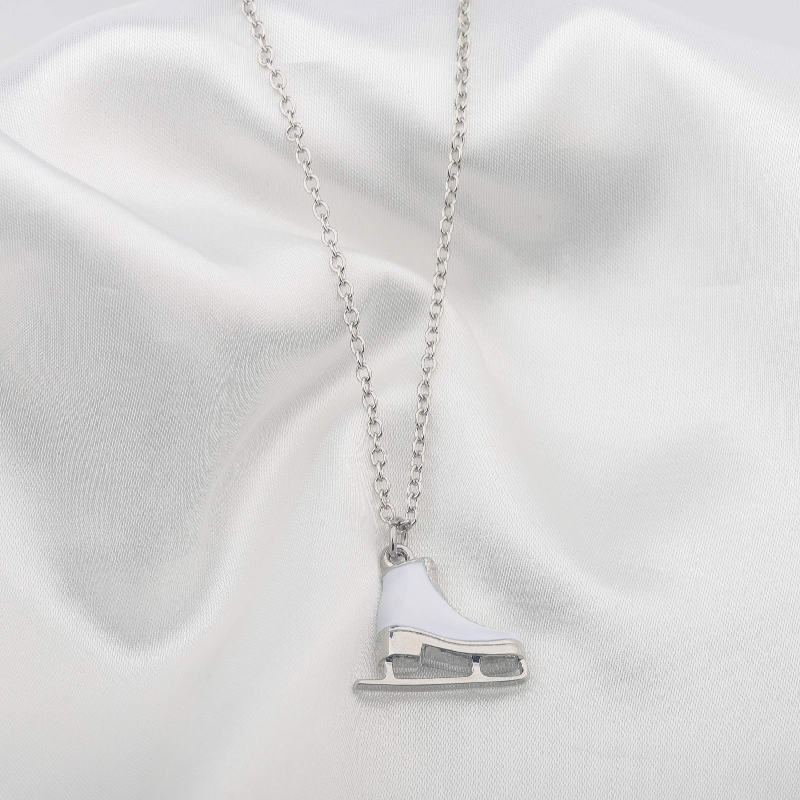 Cowgirl Shirt Ice Skate Necklace With White Enamel - Figure Skating ...