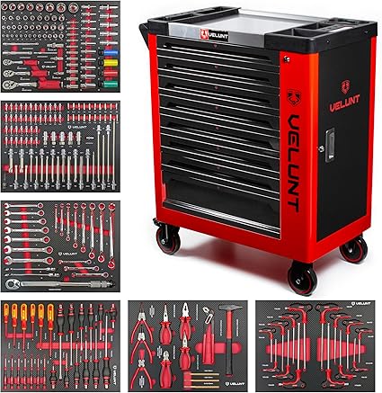 WIDMANN PROFESSIONELLE WERKZEUGE Tool Trolley Cabinet with Tools Steel ...