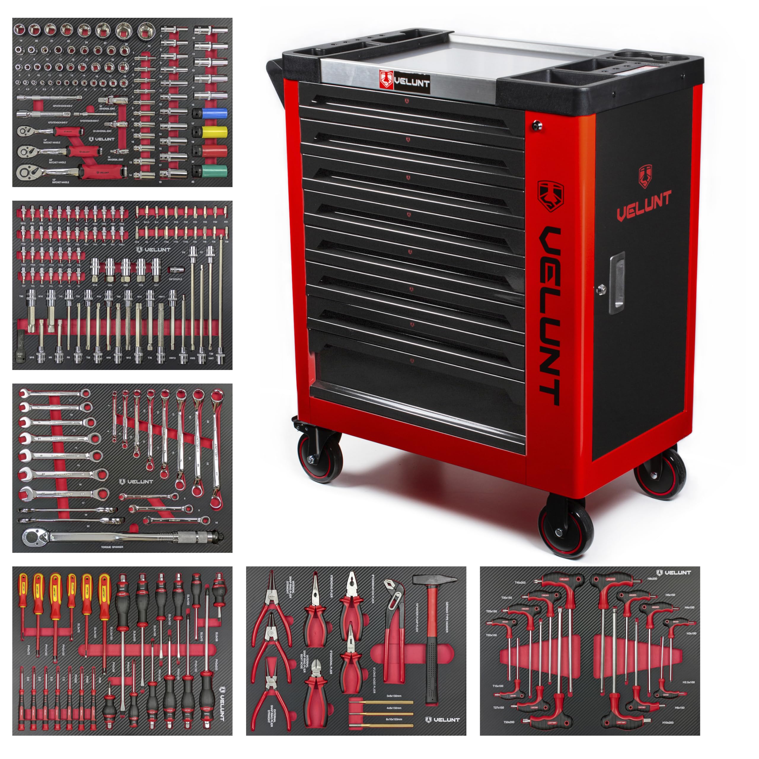 WIDMANN PROFESSIONELLE WERKZEUGE VELUNT Tool Trolley Cabinet with 233 ...