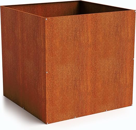 Amazon.com : DIY CARTEL Corten Steel Cube Outdoor Planter Box, Rustic ...