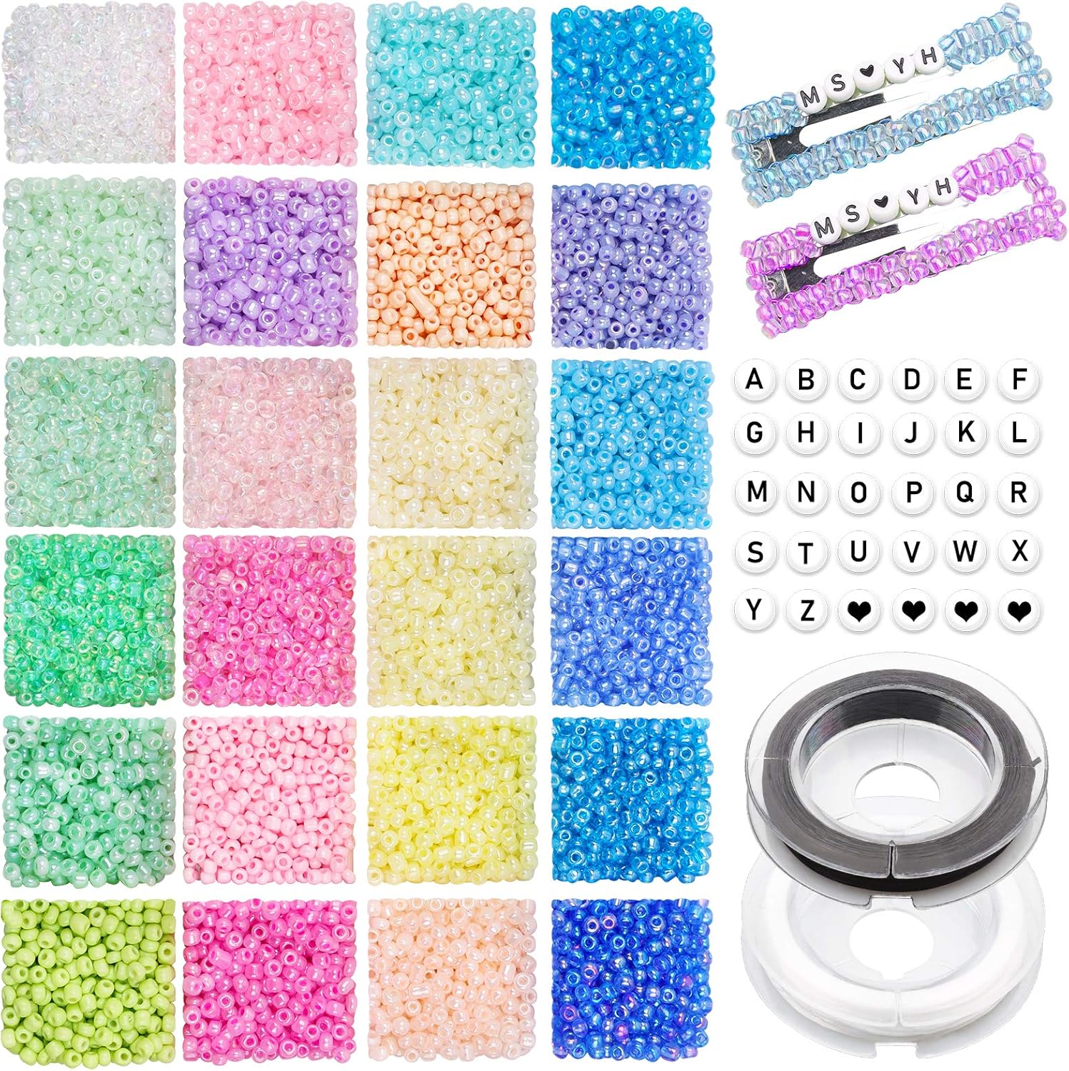 Amazon.com: Glass Seed Beads 24 Colors Glass Seed Beads for Jewelry ...