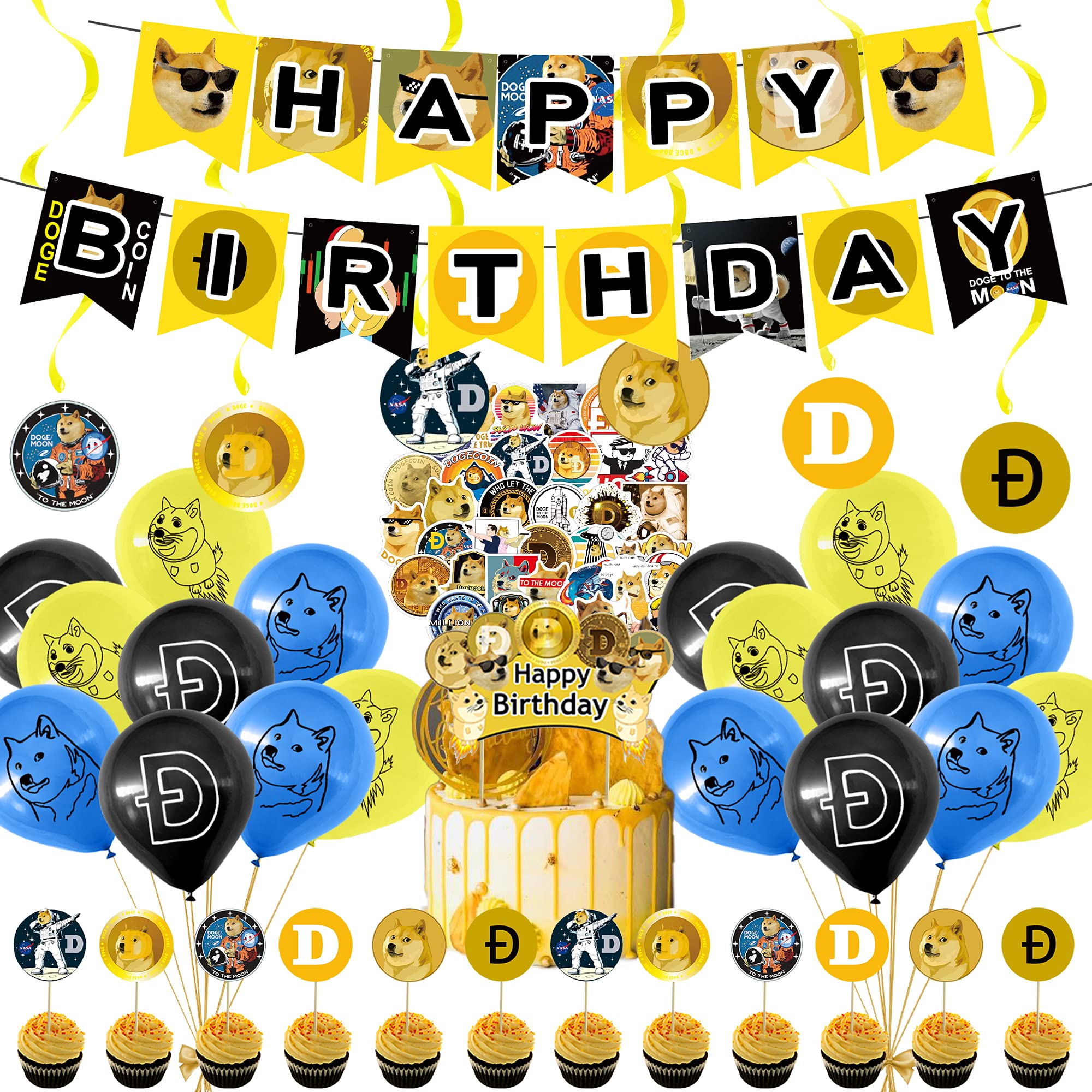 Buy 88Pcs Dogecoin Birthday Party Supplies, Dogecoin Theme Party ...